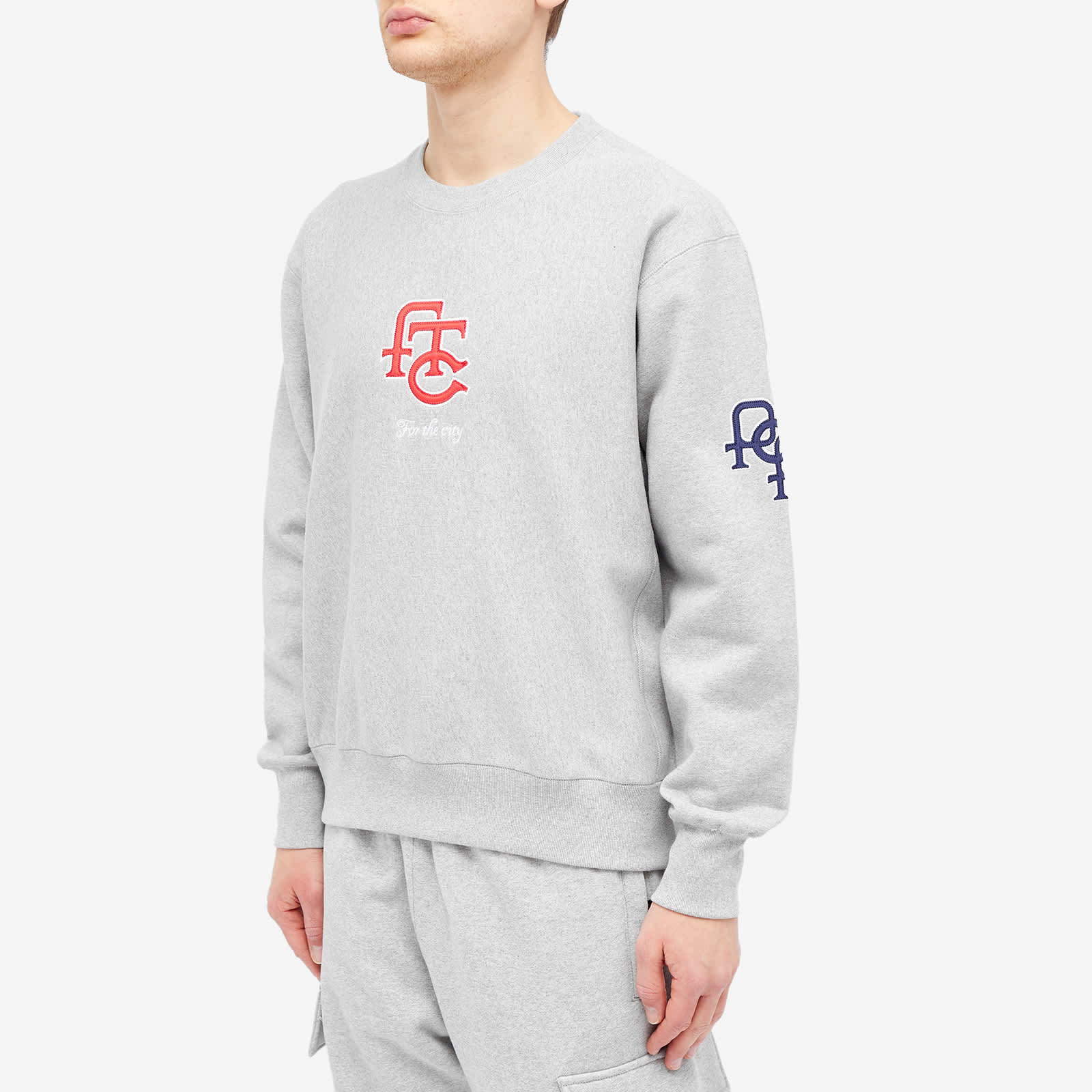 Pop Trading Company x FTC Crew Sweat Heather Grey | END. (GB)
