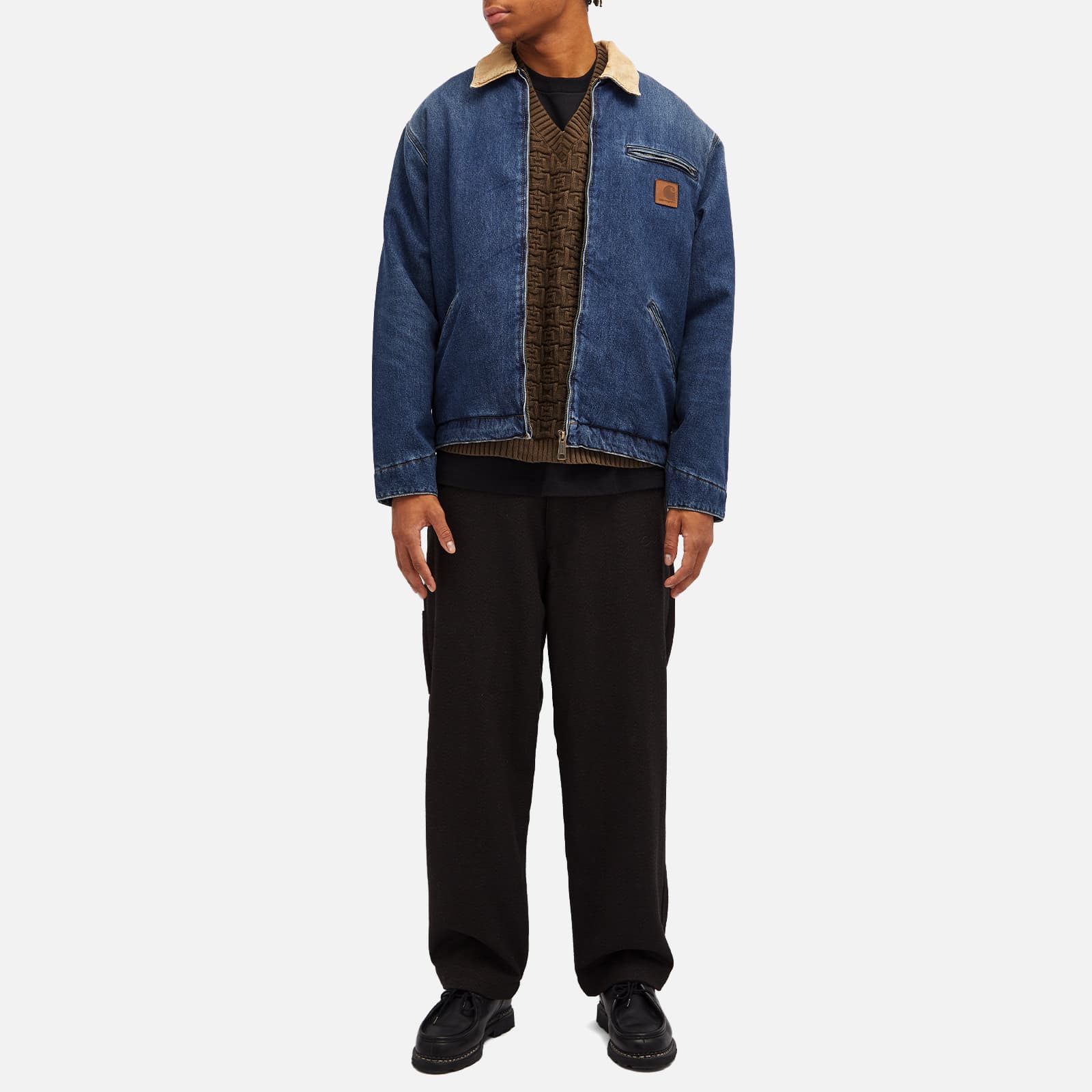 Carhartt WIP OG Detroit Jacket Blue Worn Used & Dusty Hamilton Brown ...