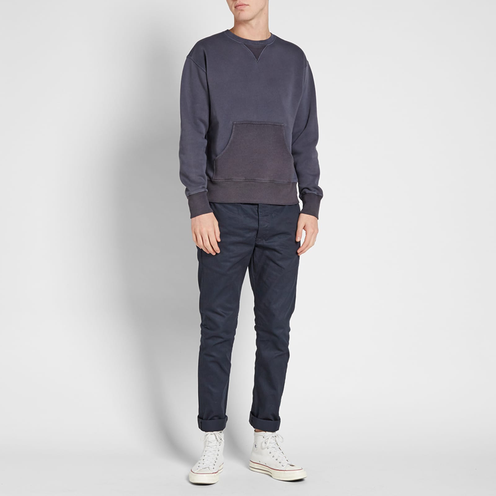 RRL Patch Pocket Crew Sweat Summit Blue | END.
