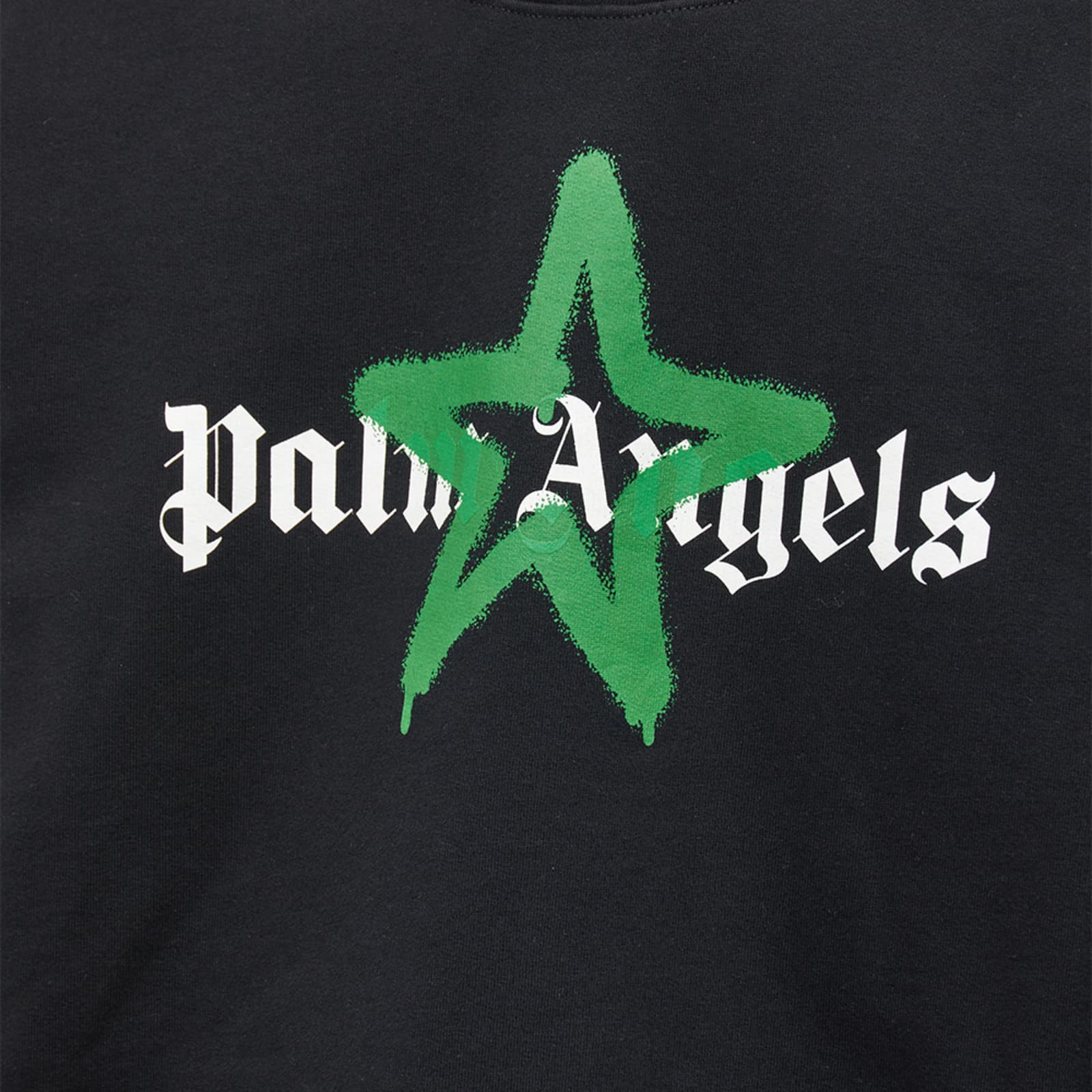Palm Angels Star Sprayed Logo Crew Sweat Black & Green | END. (US)