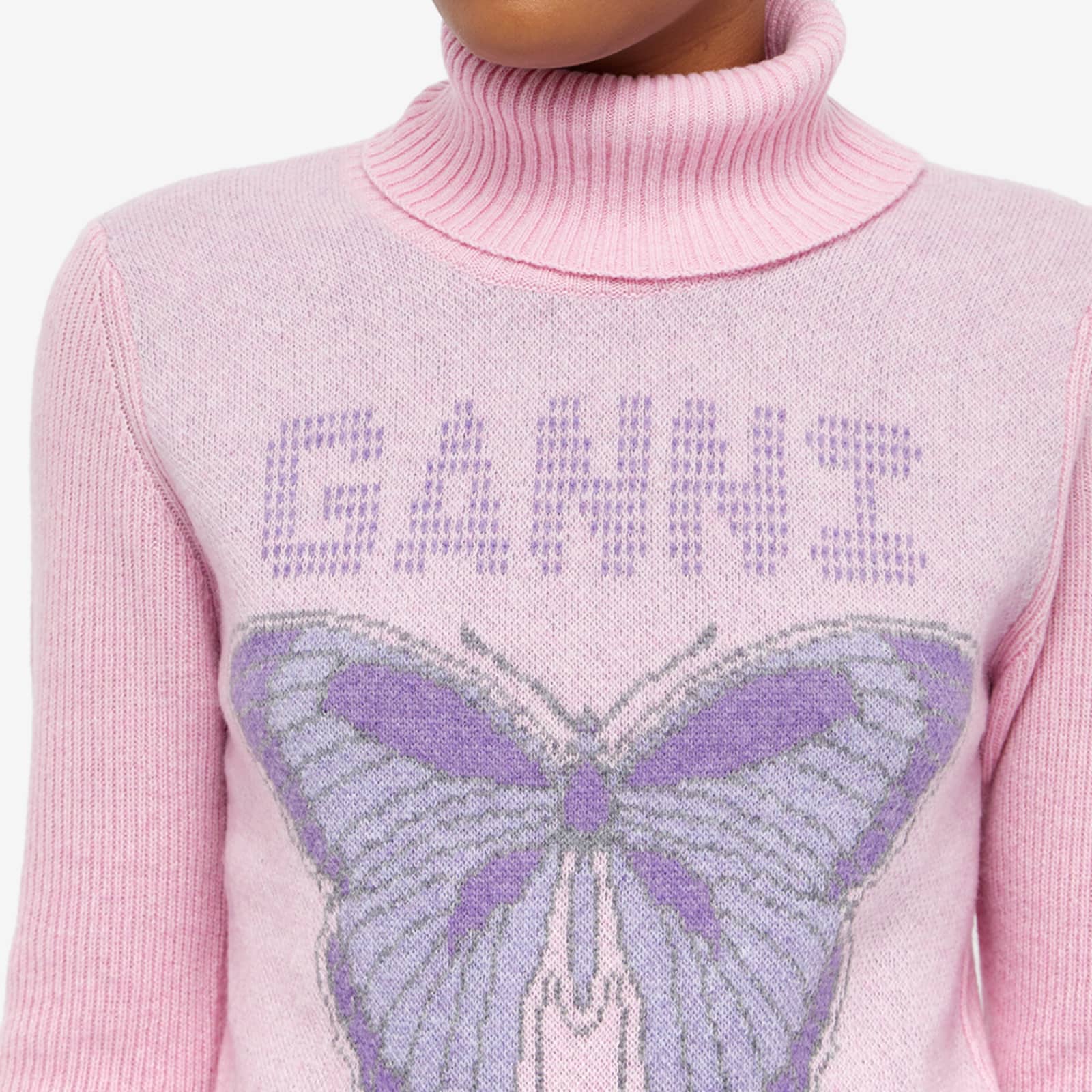 GANNI High Neck Butterfly Logo Jumper Light Lilac | END. (GB)