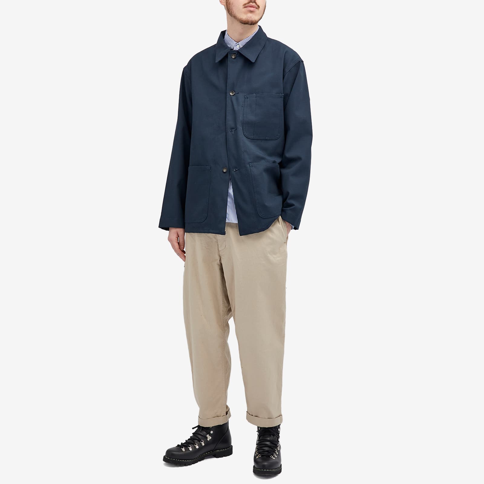 Engineered Garments Workaday Heavyweight MC Shirt Jacket Navy Cotton ...