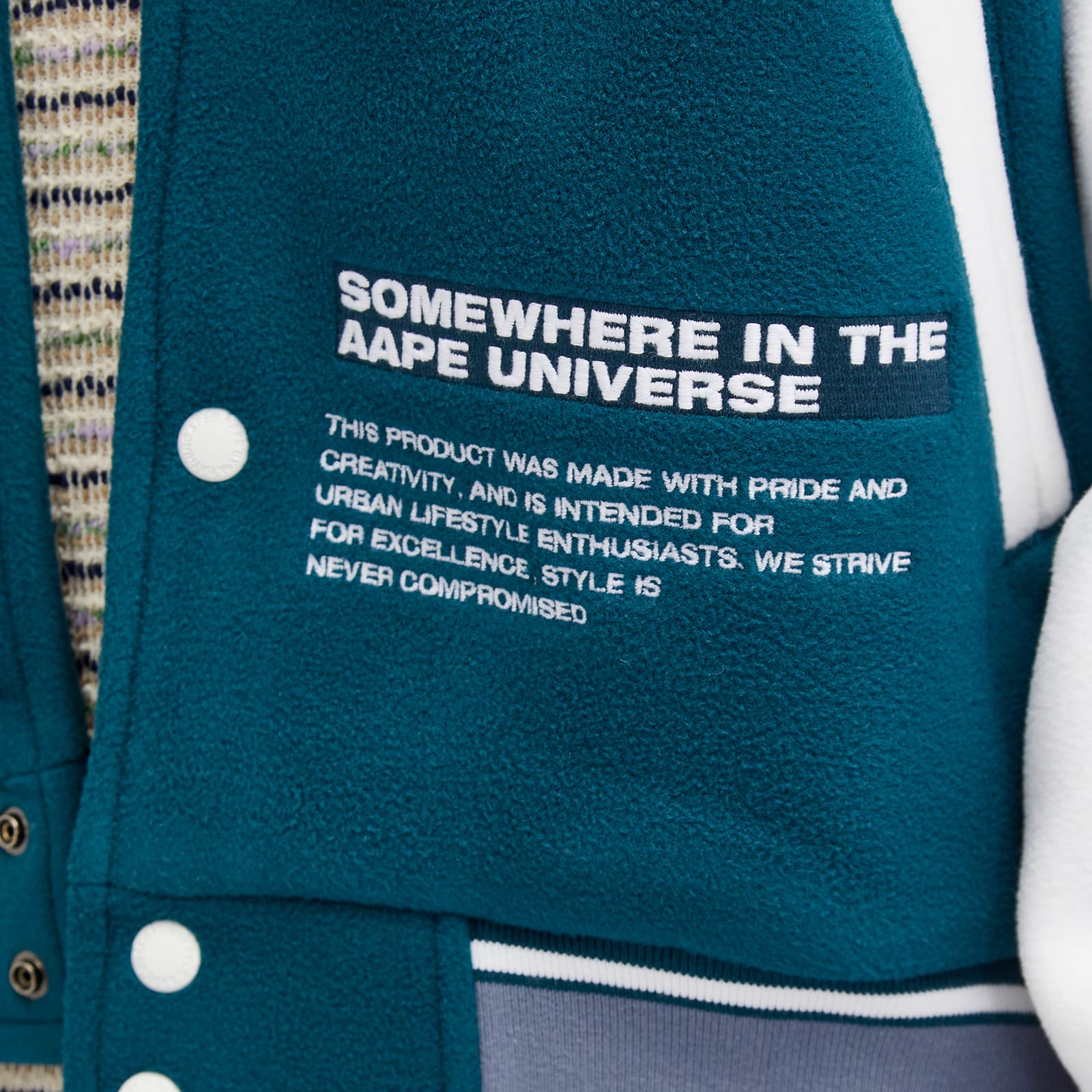 AAPE Dope Fleece Varsity Jacket Green (Navy) | END. (AT)