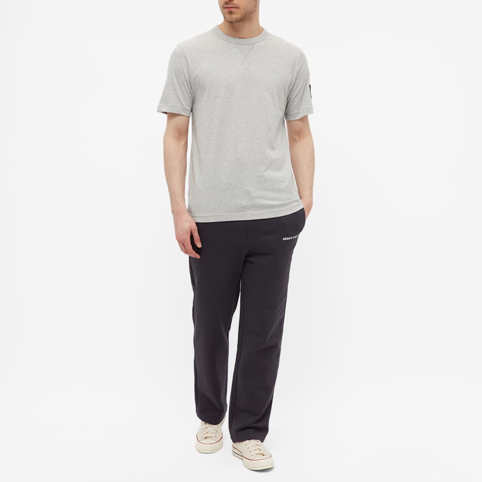 Calvin Klein Monogram Sleeve Badge Tee Light Grey Heather End