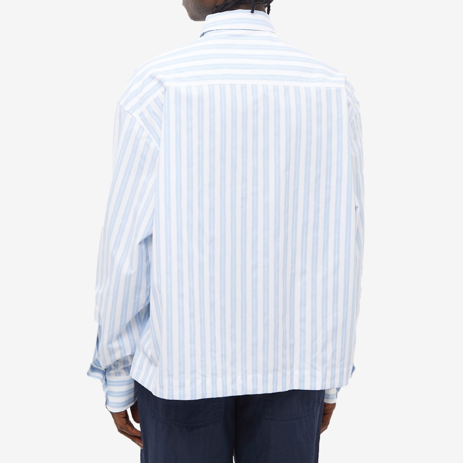 AMI Drawstring Striped Overshirt Sky Blue & White | END. (KR)