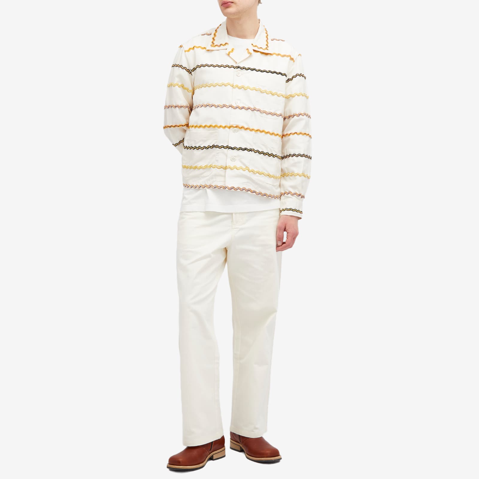 BODE Rickrack Stripe Shirt Ecru & Multi | END. (GB)