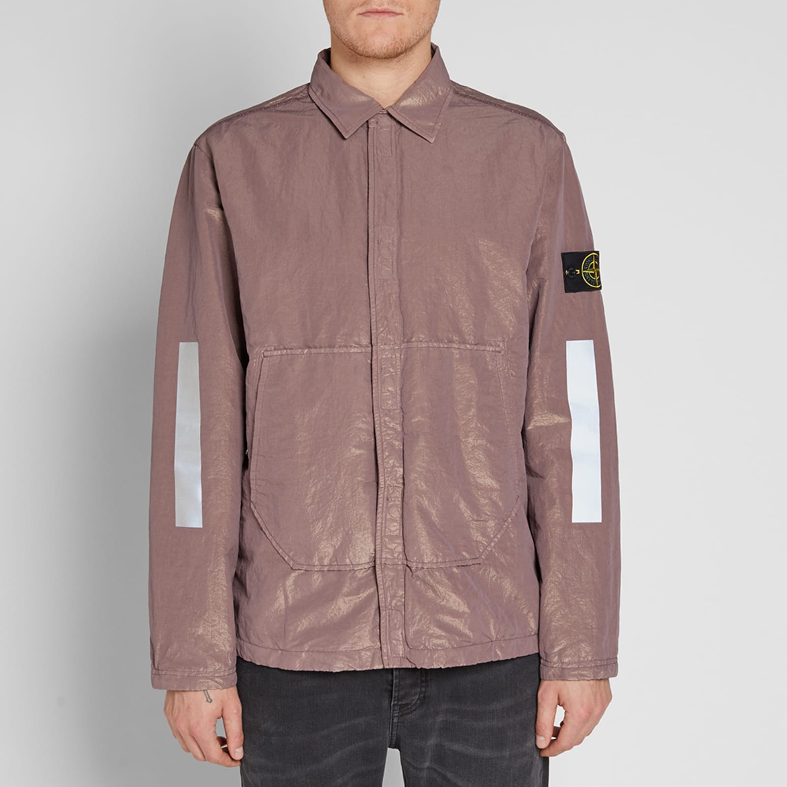 Stone Island Reflective Sleeve Metal GD Shirt Jacket Rose Quartz | END ...