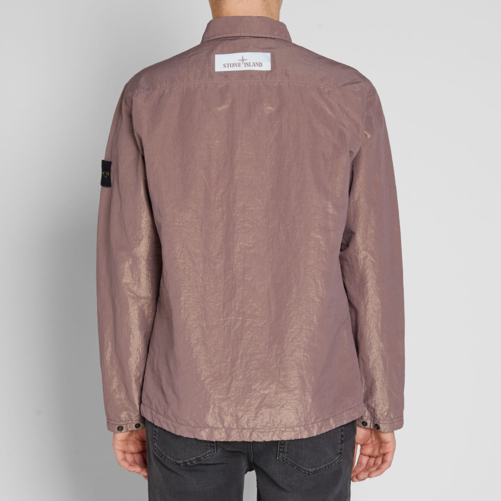 Stone Island Reflective Sleeve Metal GD Shirt Jacket Rose Quartz | END.