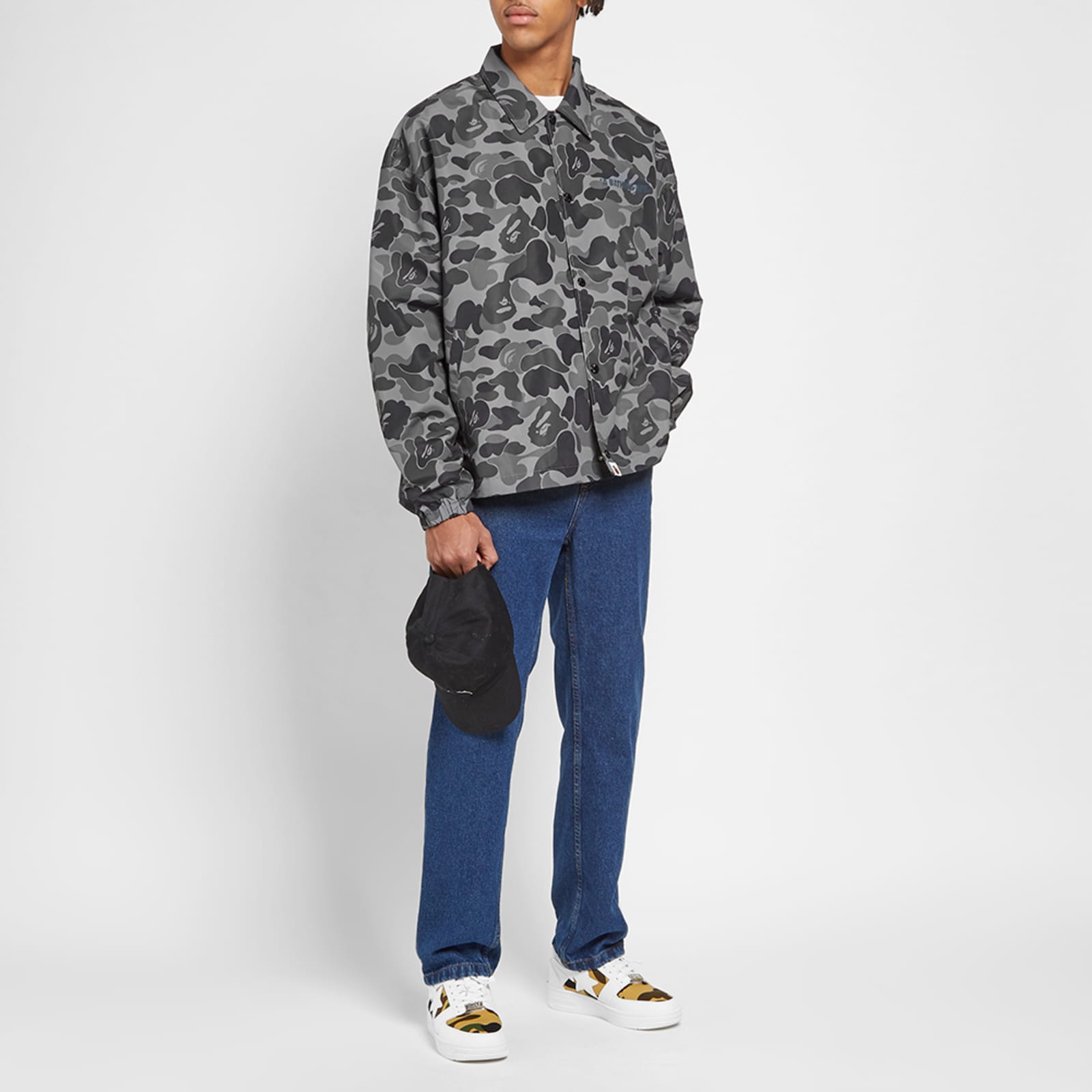 A Bathing Ape ABC Camo Relaxed Coach Jacket Black | END.