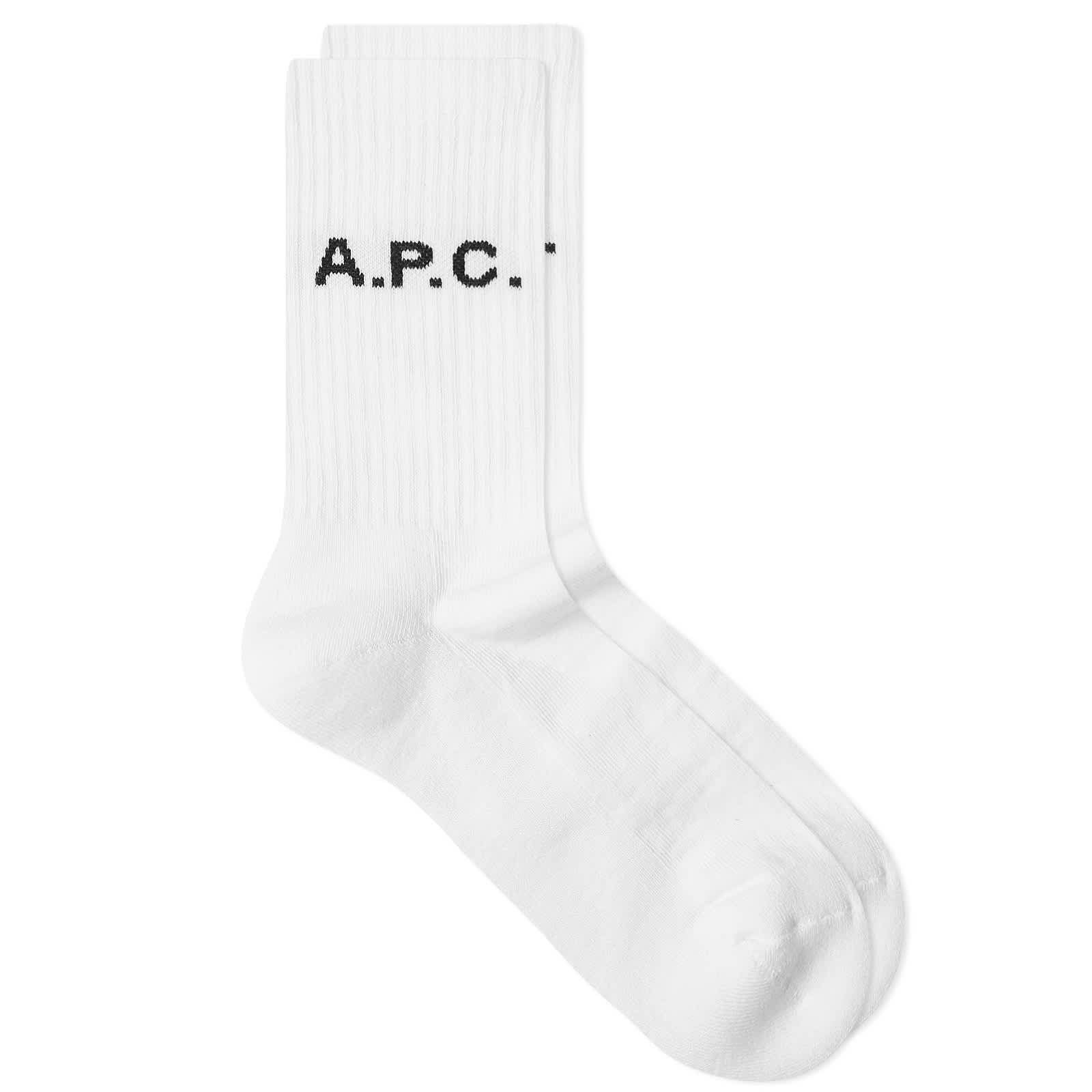A.P.C. Sky Logo Socks White | END. (GB)
