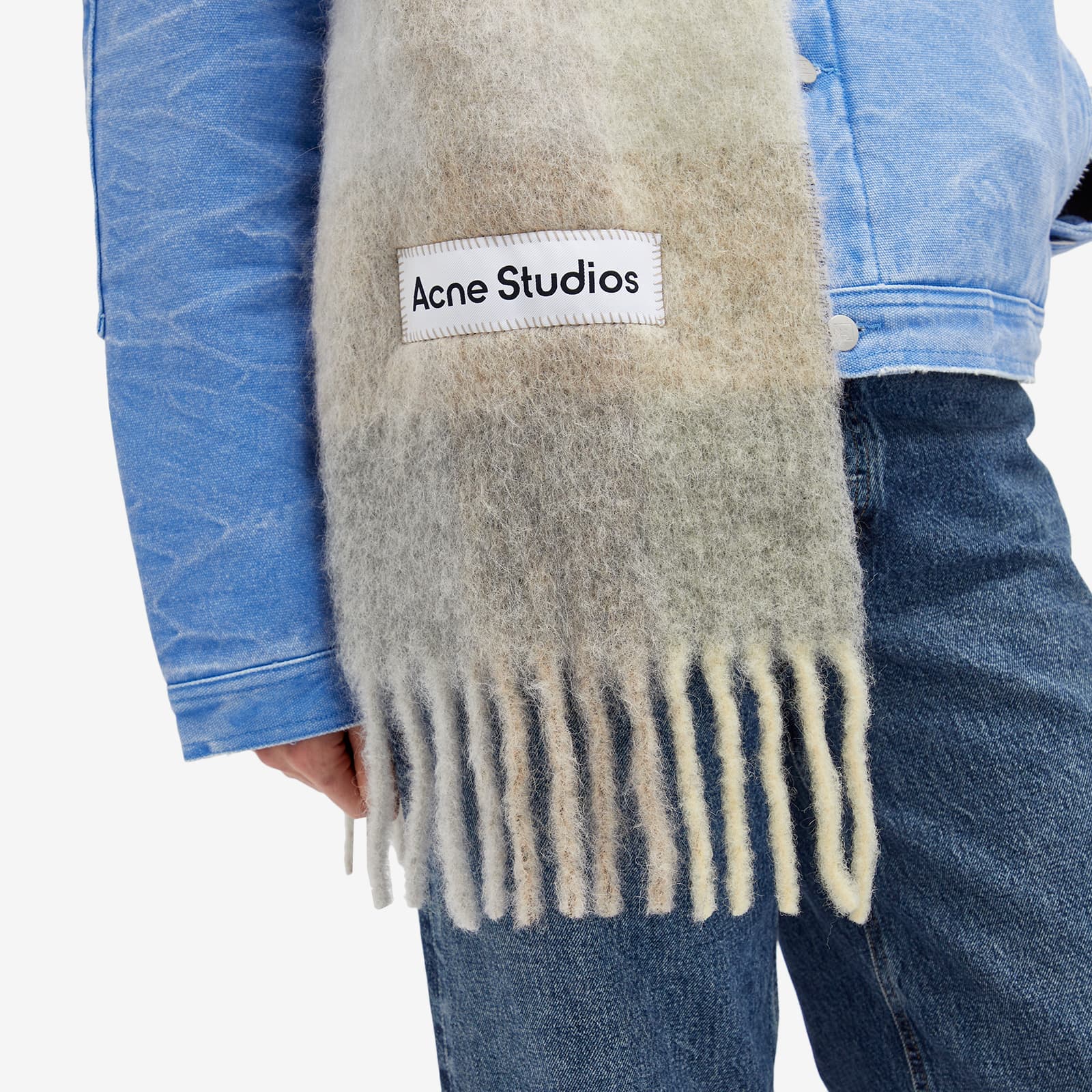 Acne Studios Vally Checked Logo Scarf Vanilla & Beige & Lavender | END ...