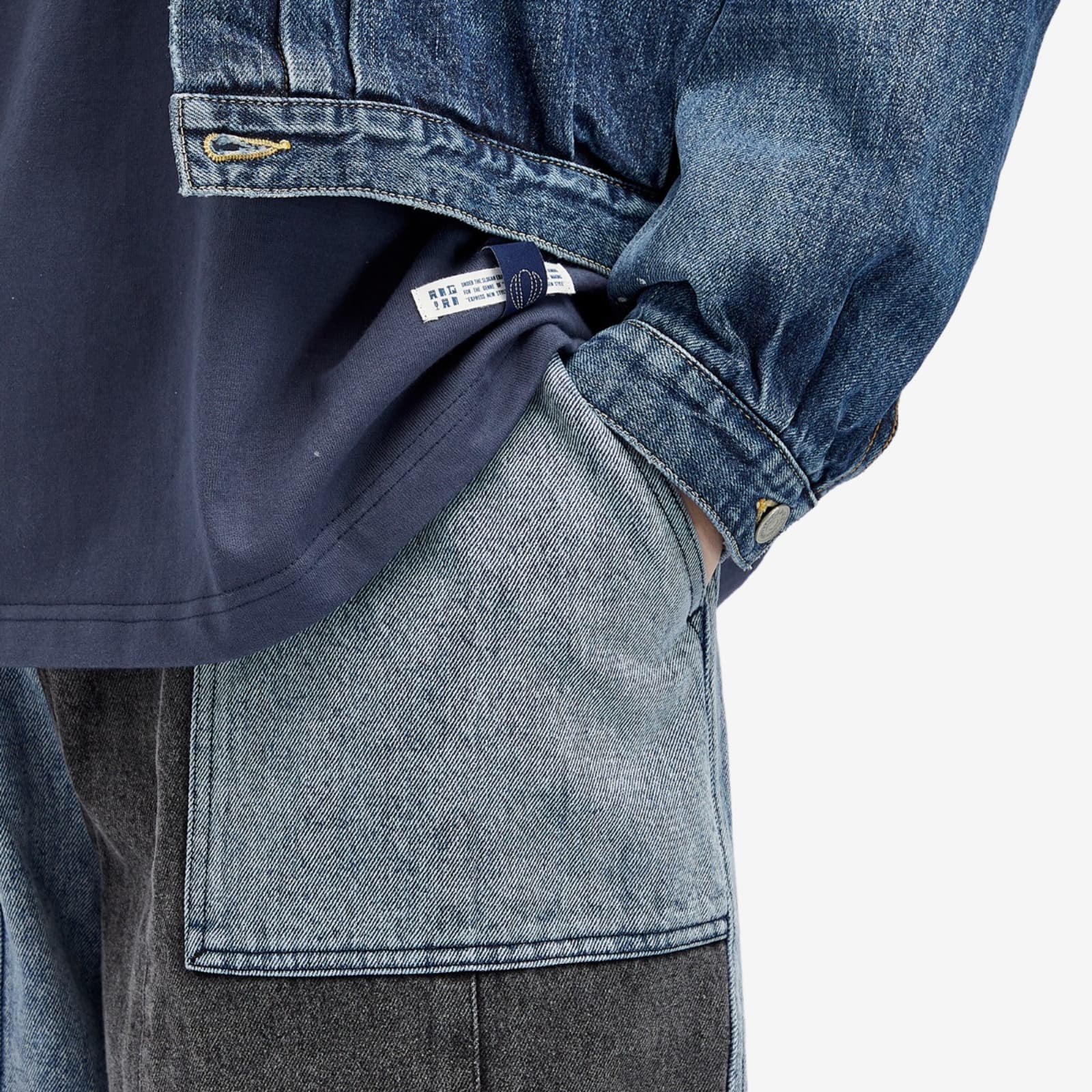 Anglan Denim Mix Fatigue Balloon Pants Blue & Grey | END. (US)