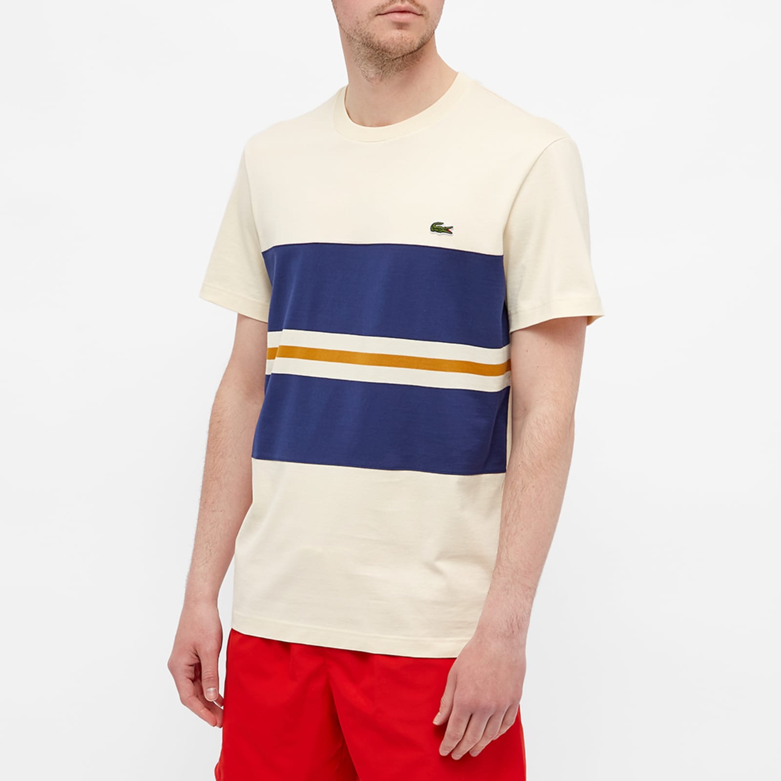 Lacoste Block Stripe T-Shirt White, Navy & Yellow | END. (US)