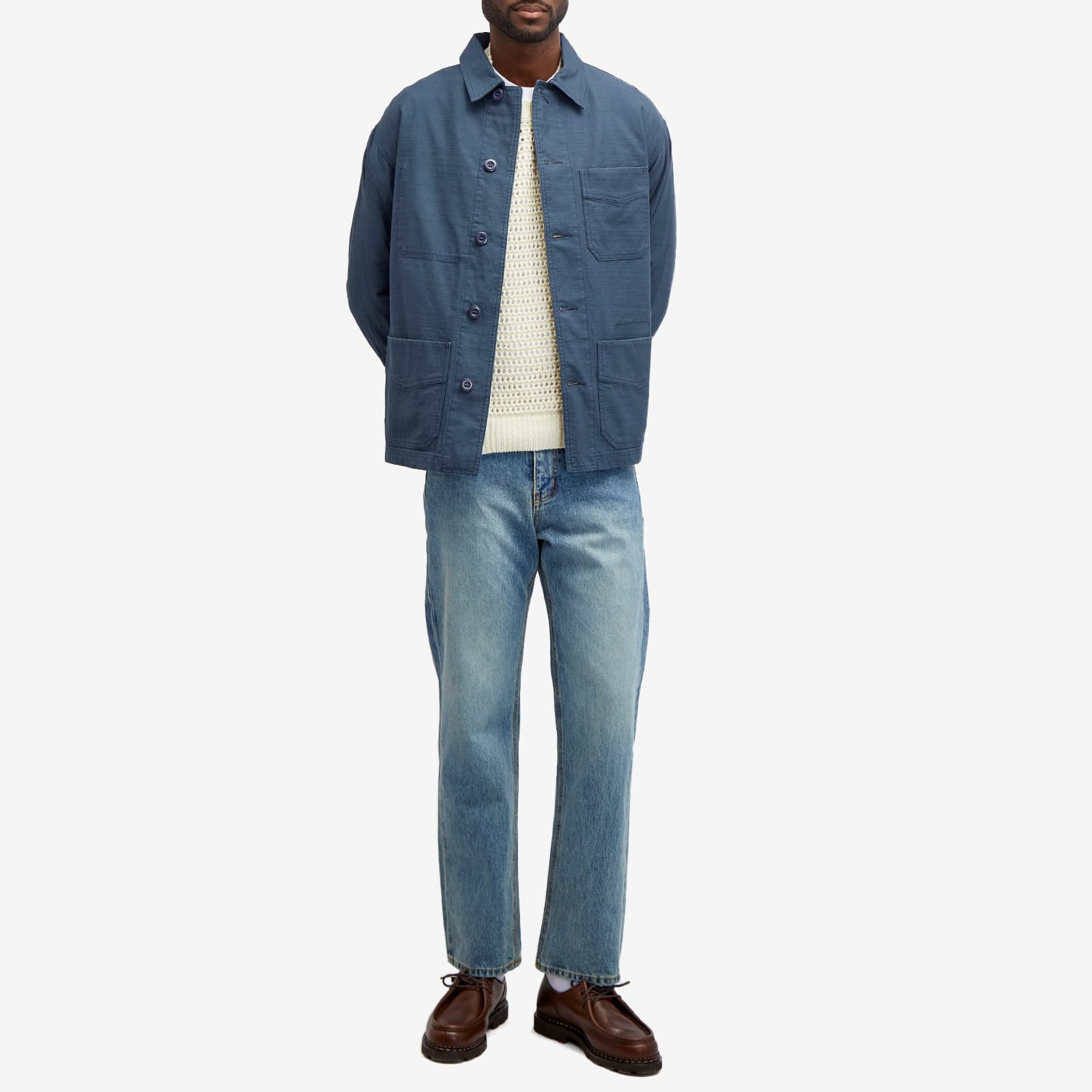 FrizmWORKS Back Satin French Work Jacket Blue | END. (GB)