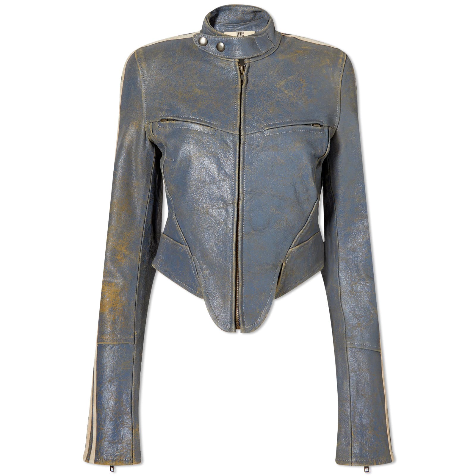 KNWLS Claw Leather Biker Jacket Washed Blue | END. (GB)