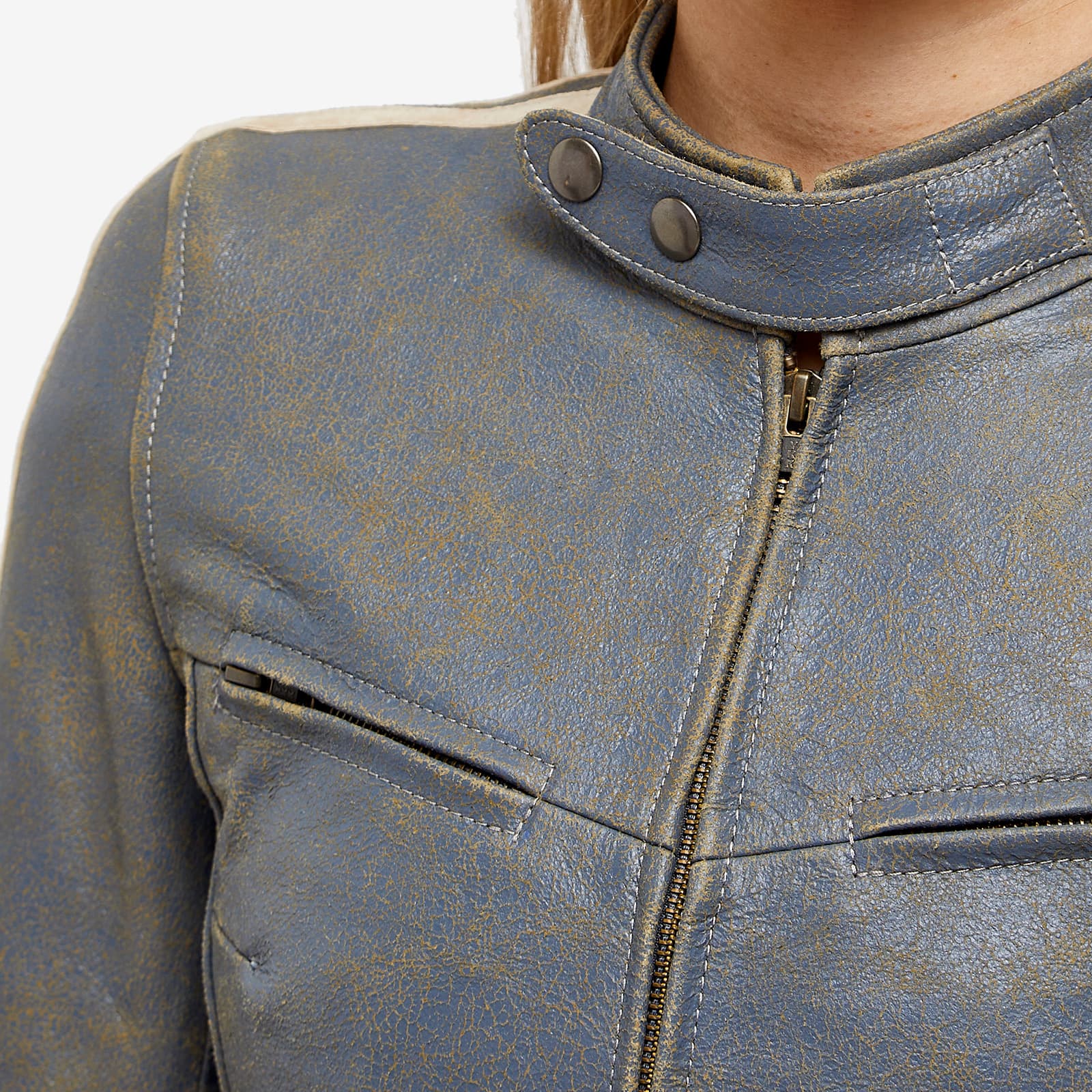 KNWLS Claw Leather Biker Jacket Washed Blue | END. (GB)