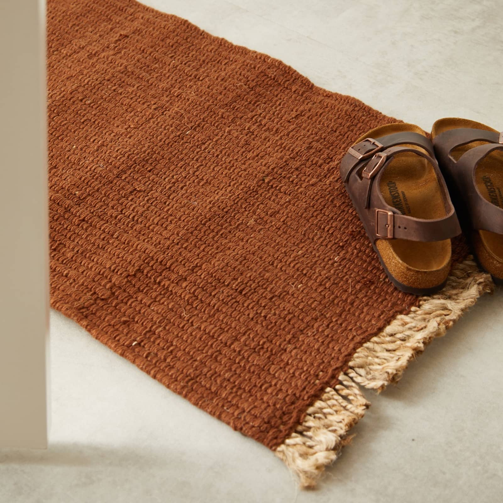 ferm LIVING Block Door Mat Dark Brick & Natural | END. (US)