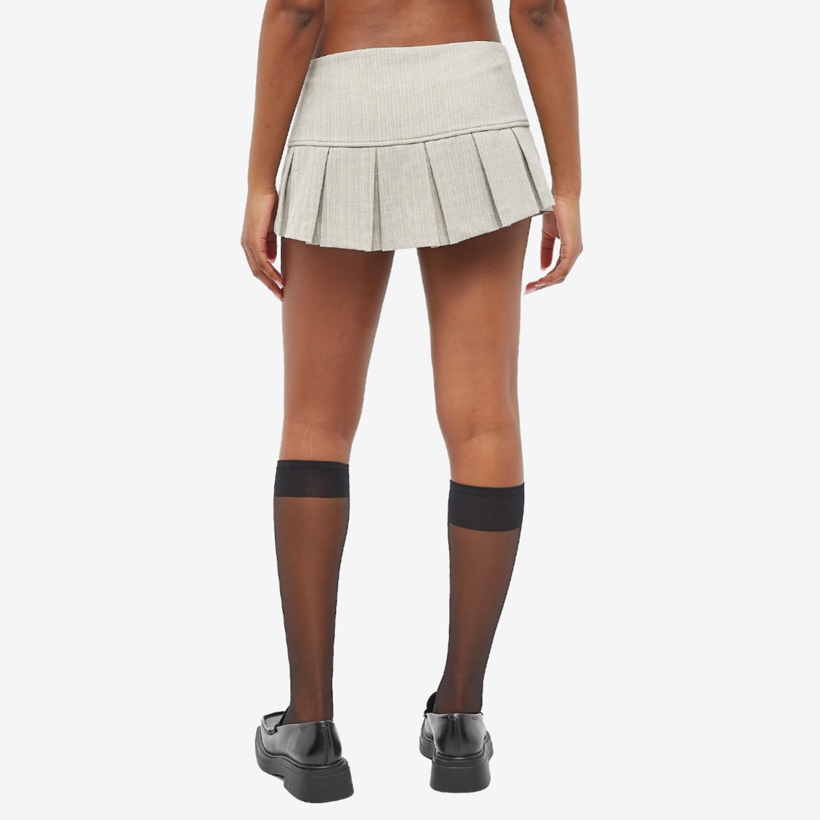 Danielle Guizio Pleated Micro Mini Skirt Light Grey Plaid | END.