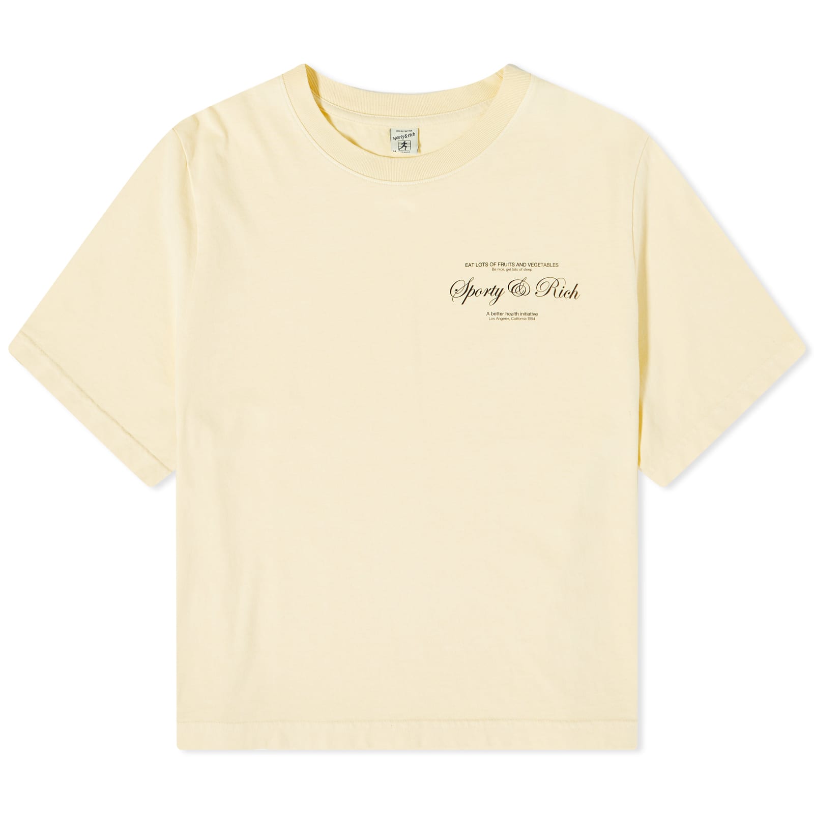 Sporty & Rich Script Logo Cropped T-Shirt Almond & Black | END. (HK)