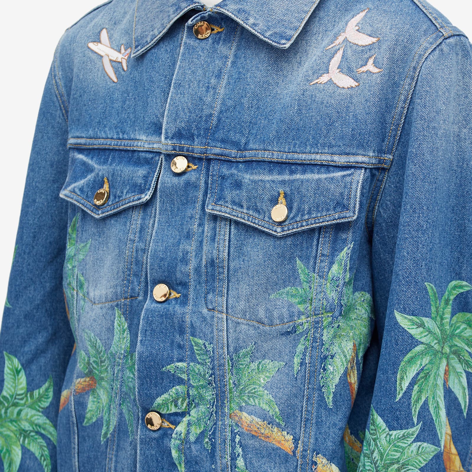 Casablanca Tennis Club Print Embroidered Denim Jacket Blue | END. (AU)