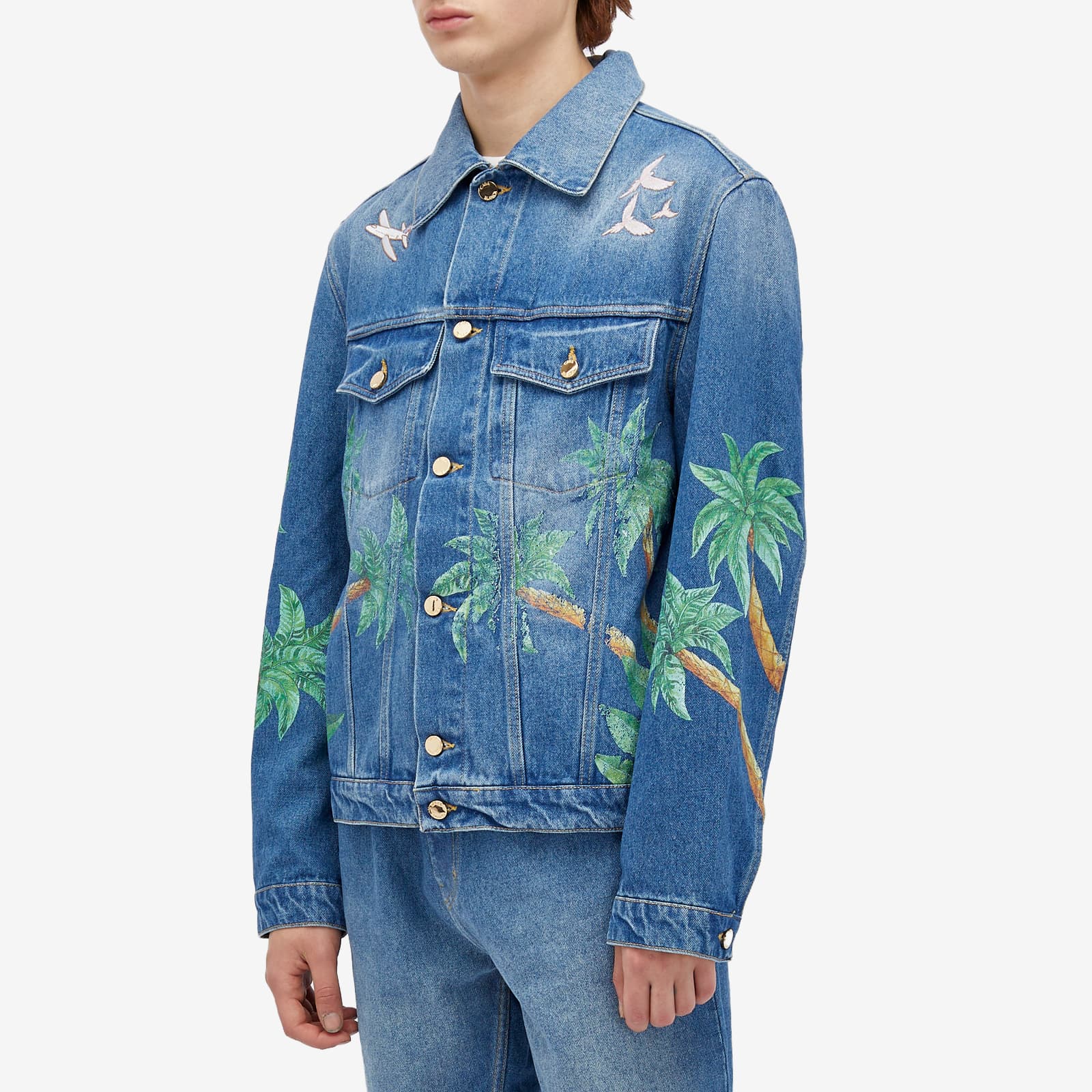 Casablanca Tennis Club Print Embroidered Denim Jacket Blue | END. (US)