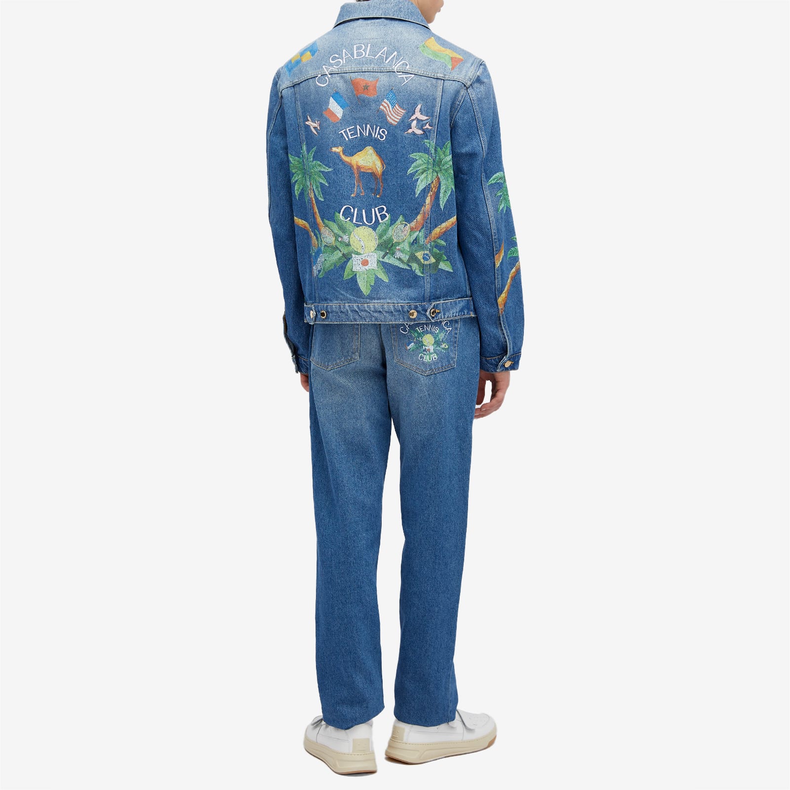 Casablanca Tennis Club Print Embroidered Denim Jacket Blue | END. (US)