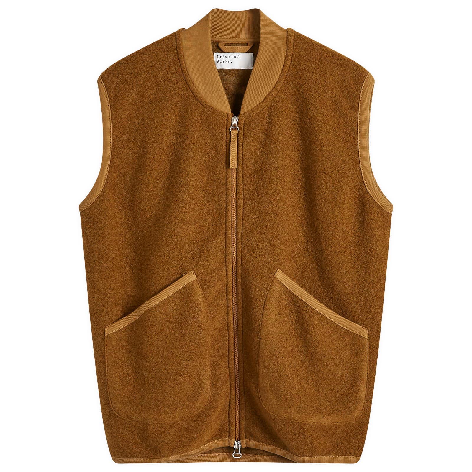 Universal Works Wool Fleece Zip Waistcoat Mustard | END. (US)