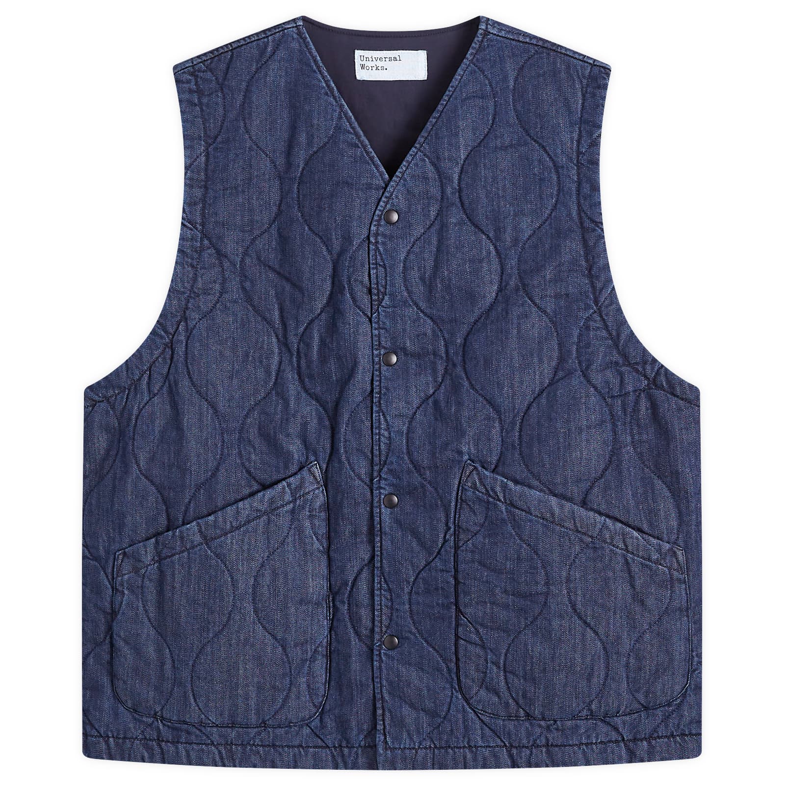 Universal Works Quilted Denim Weekend Gilet Indigo | END. (HK)