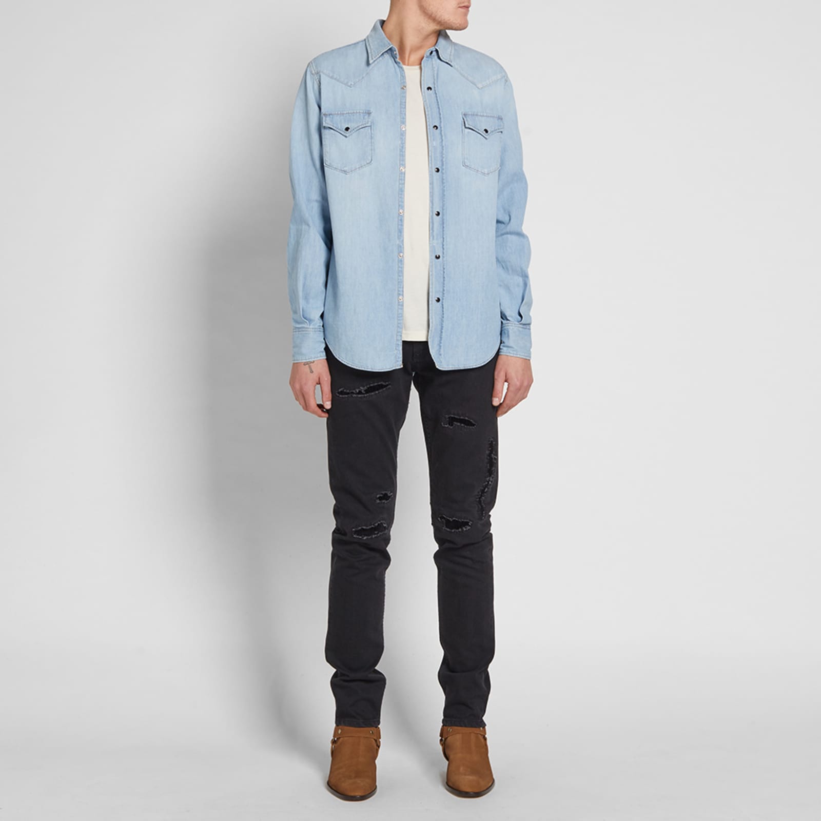 Saint Laurent Classic Western Shirt Super Light Blue | END.