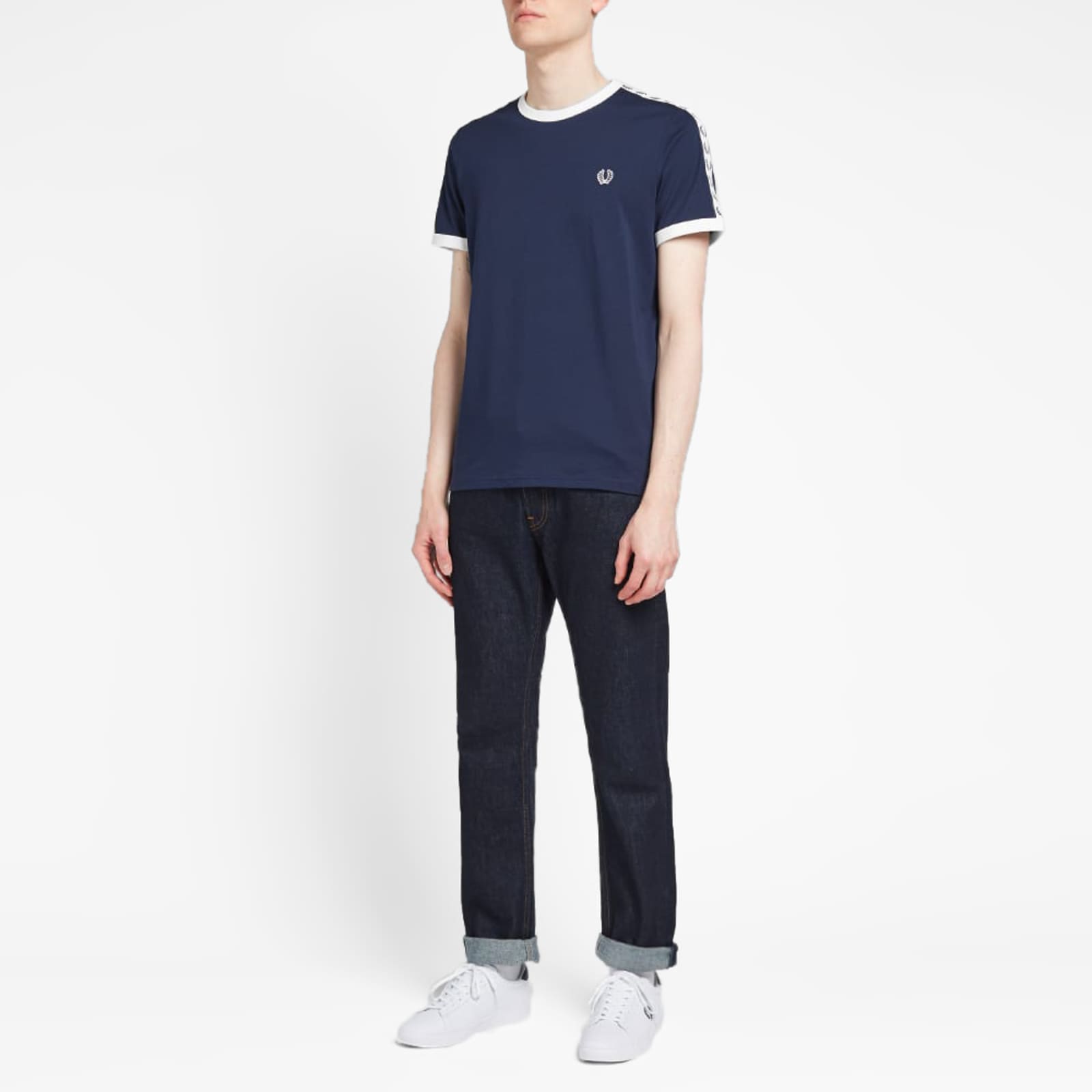 Fred Perry Taped Ringer Tee Carbon Blue | END. (US)