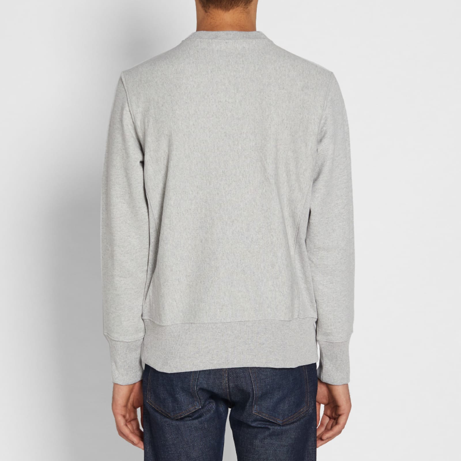 Champion Reverse Weave Logo Stripe Crew Sweat Grey Marl | END. (US)