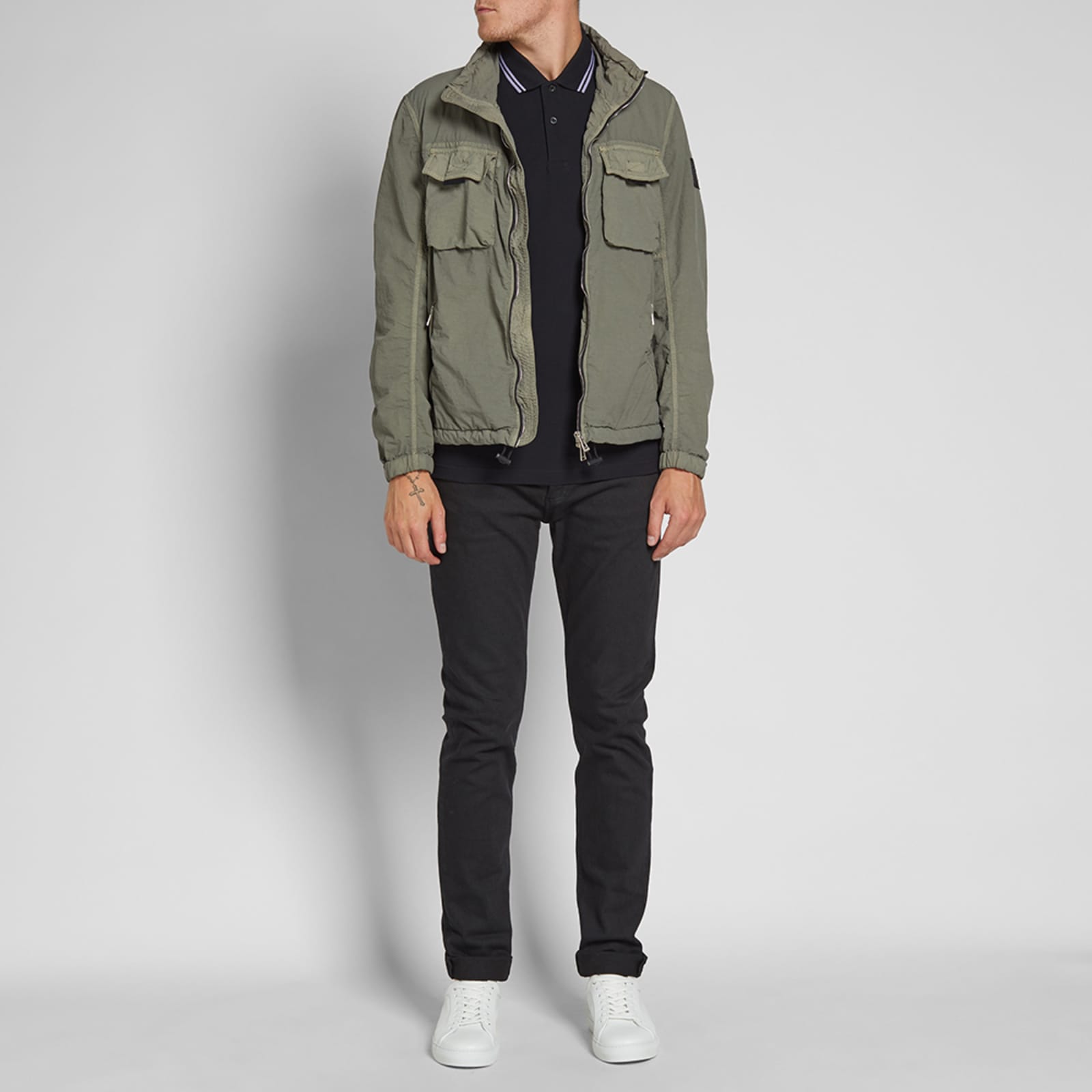 Fred Perry Slim Fit Twin Tipped Polo Black & Fresh Lilac | END. (US)