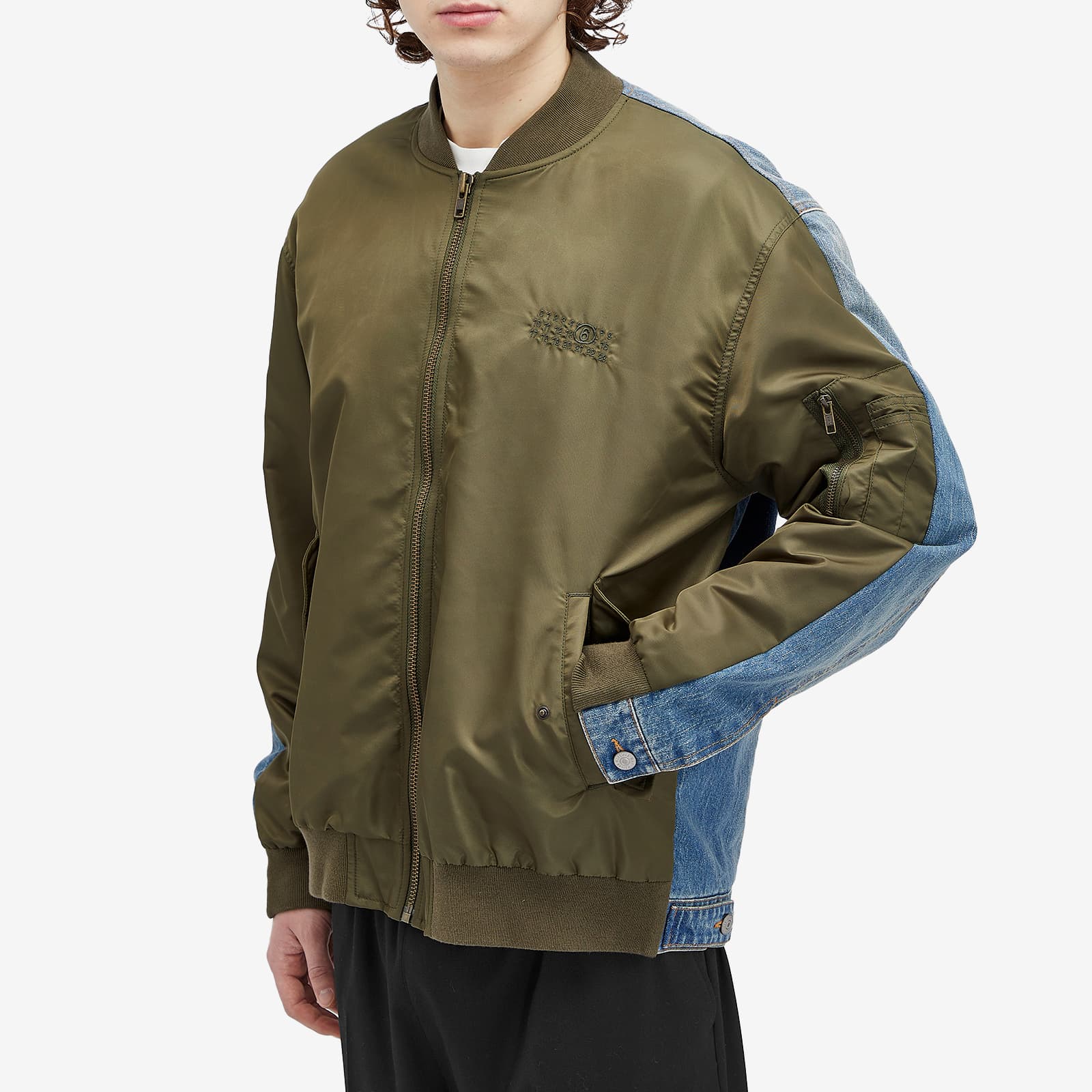 MM6 Maison Margiela Nylon and Denim Bomber Jacket Military & Medium ...