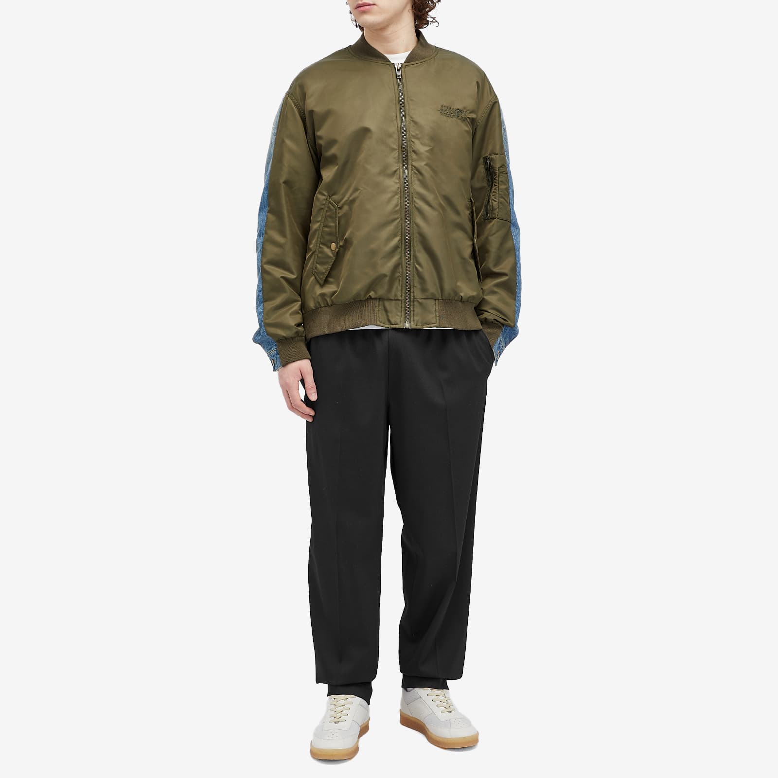 MM6 Maison Margiela Nylon and Denim Bomber Jacket Military & Medium ...