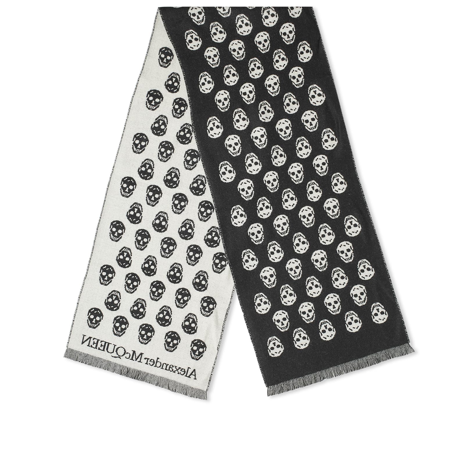 Alexander McQueen Reversible Wool Skull Scarf Black & Ivory | END. (AU)