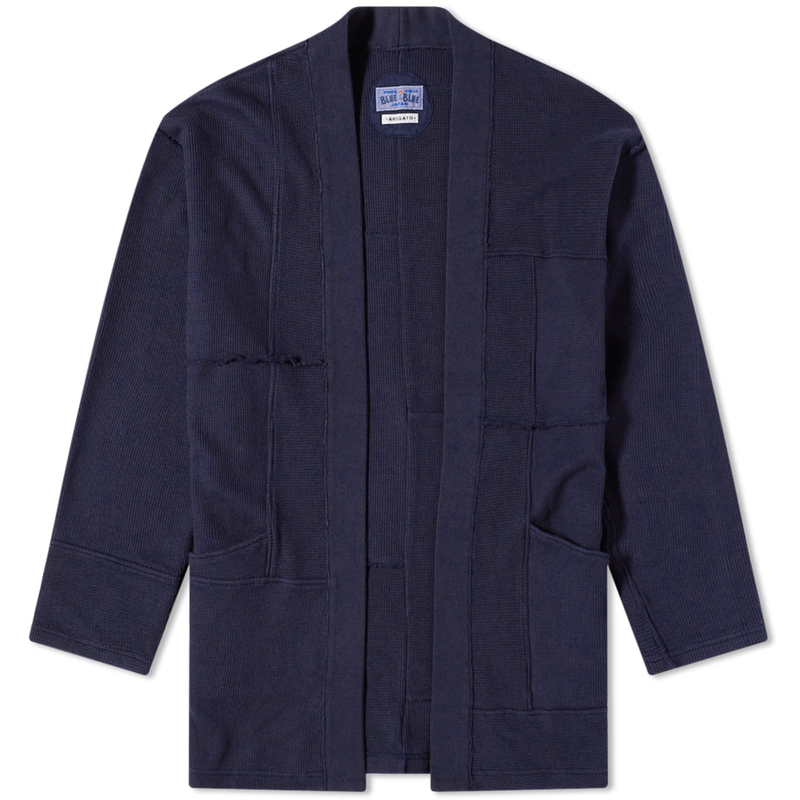Blue Blue Japan Waffle Cutover Haori Kimono Jacket Navy | END. (US)