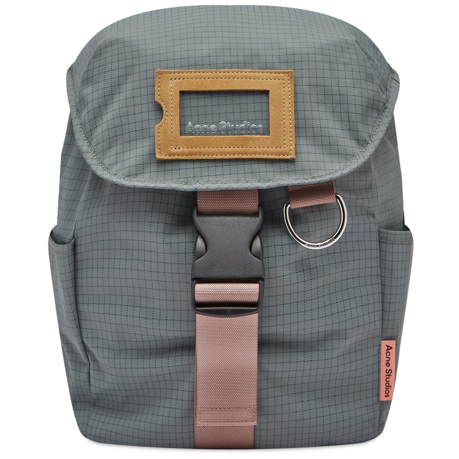 Acne Studios Post Ripstop Suede Backpack Dark Grey & Old Pink | END. (US)