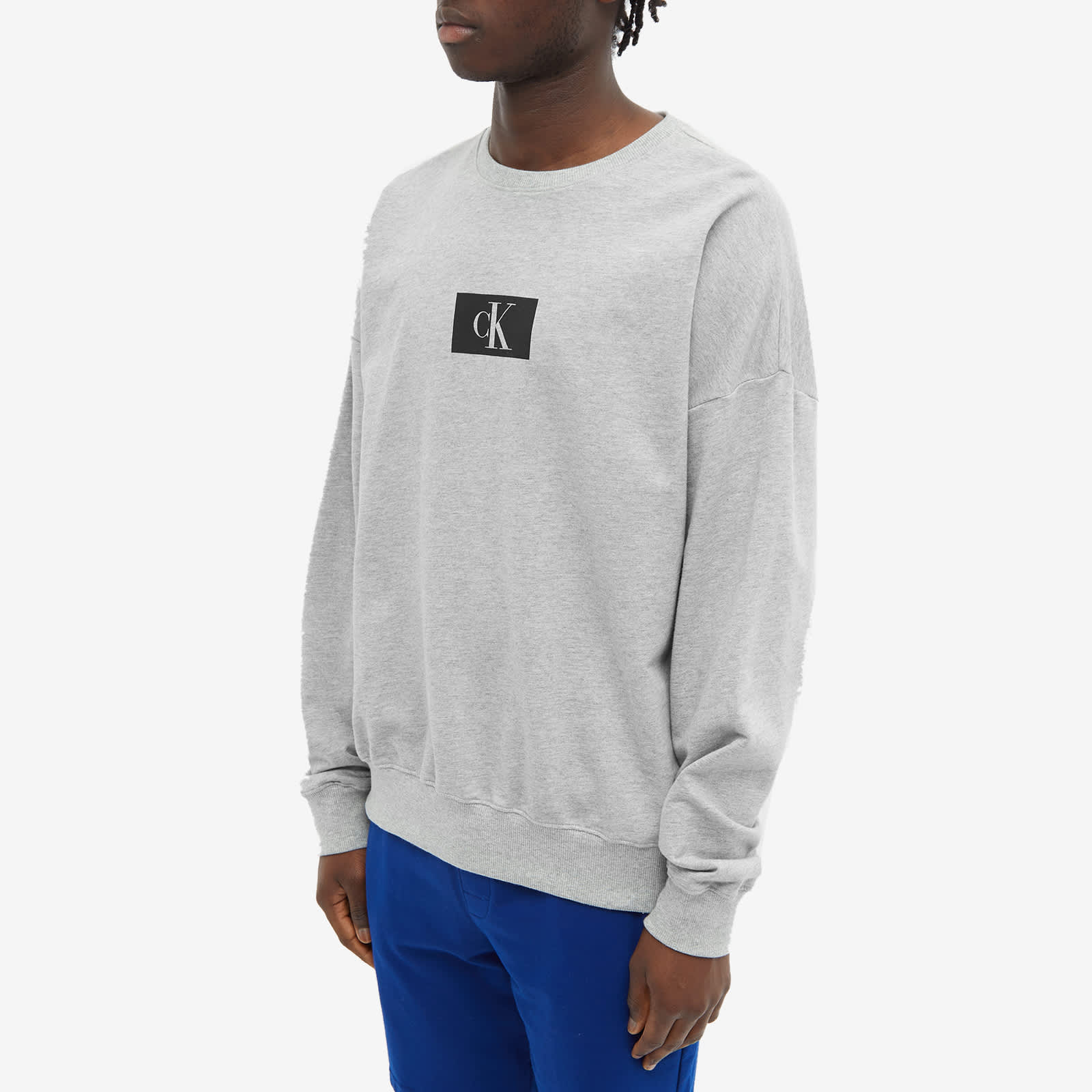 Calvin Klein Box Logo Crew Sweat Grey Heather | END. (US)