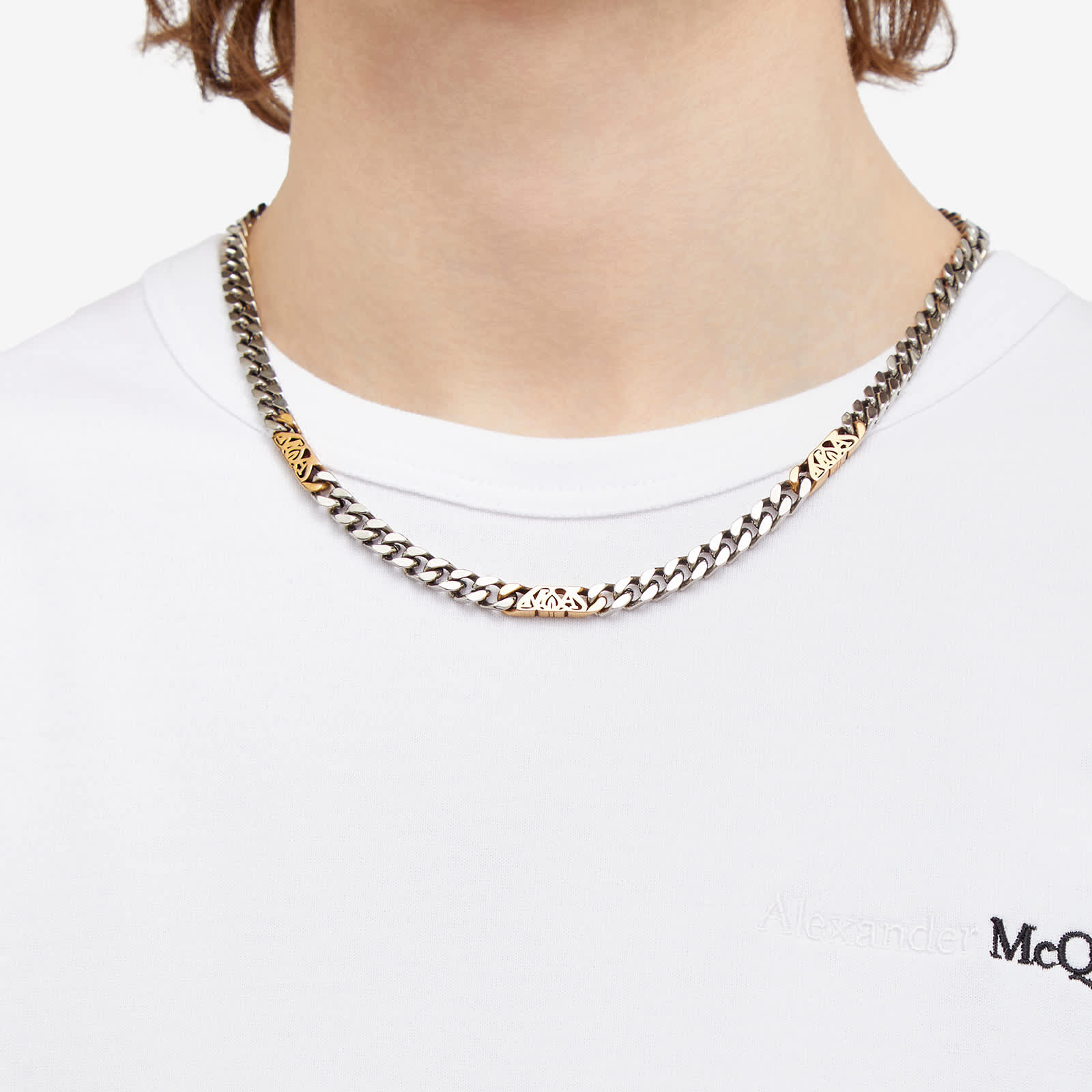 Alexander McQueen Seal Logo Chain Necklace Silver & Gold | END. (GB)