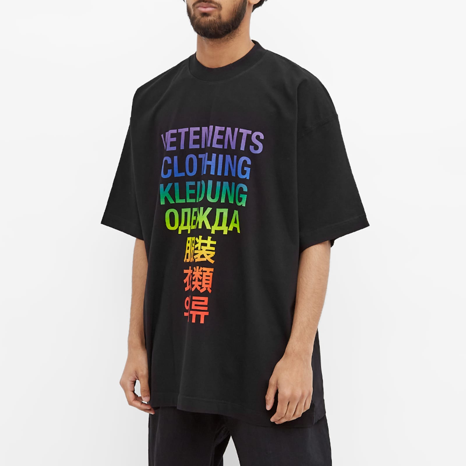 VETEMENTS Rainbow Translation T-Shirt Black & Rainbow | END.