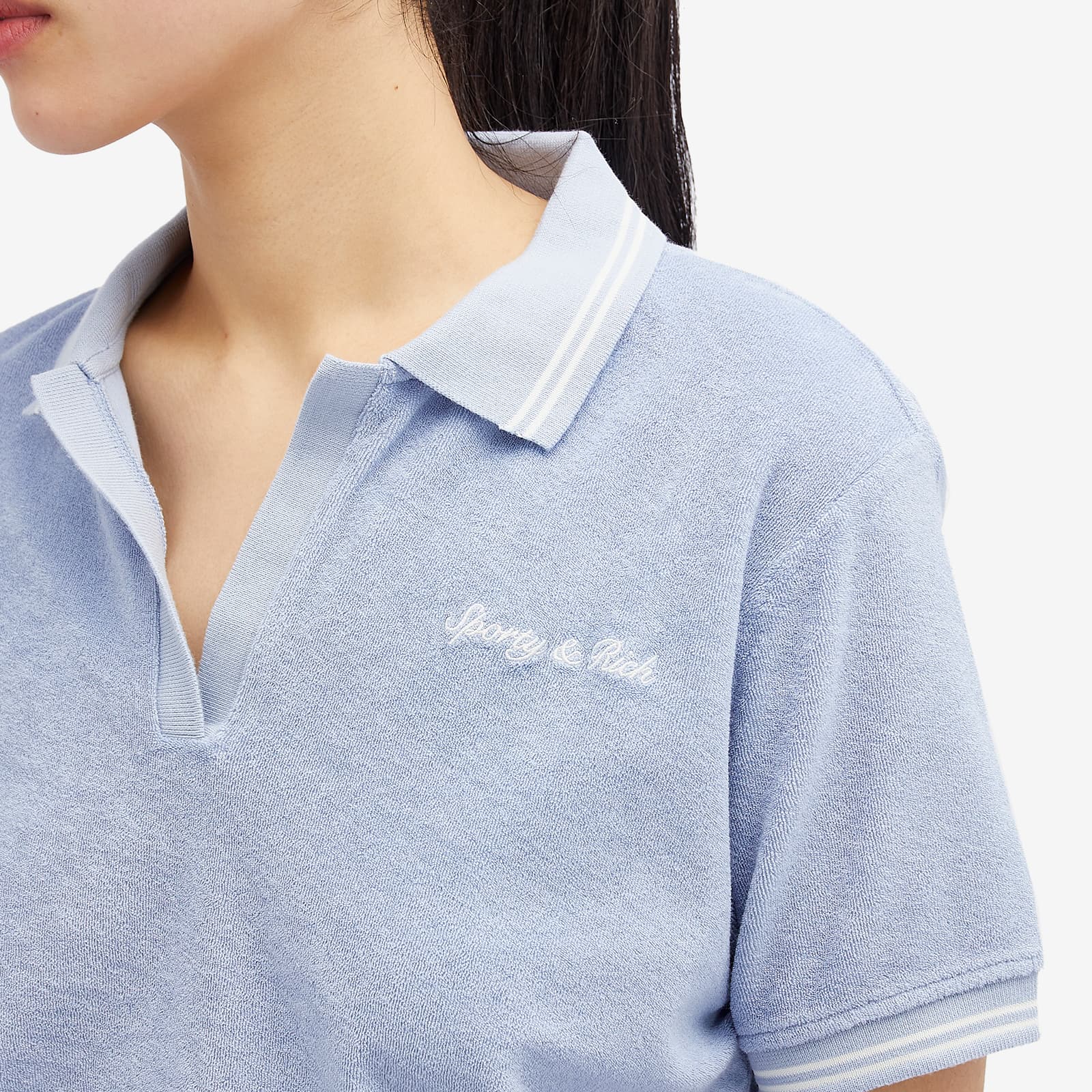 Sporty & Rich Syracuse Terry Polo Top Washed Periwinkle | END. (US)