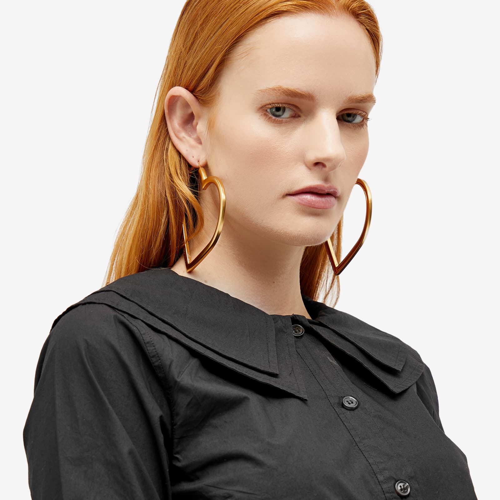 GANNI Cotton Poplin Double-Collar Shirt Black | END. (US)