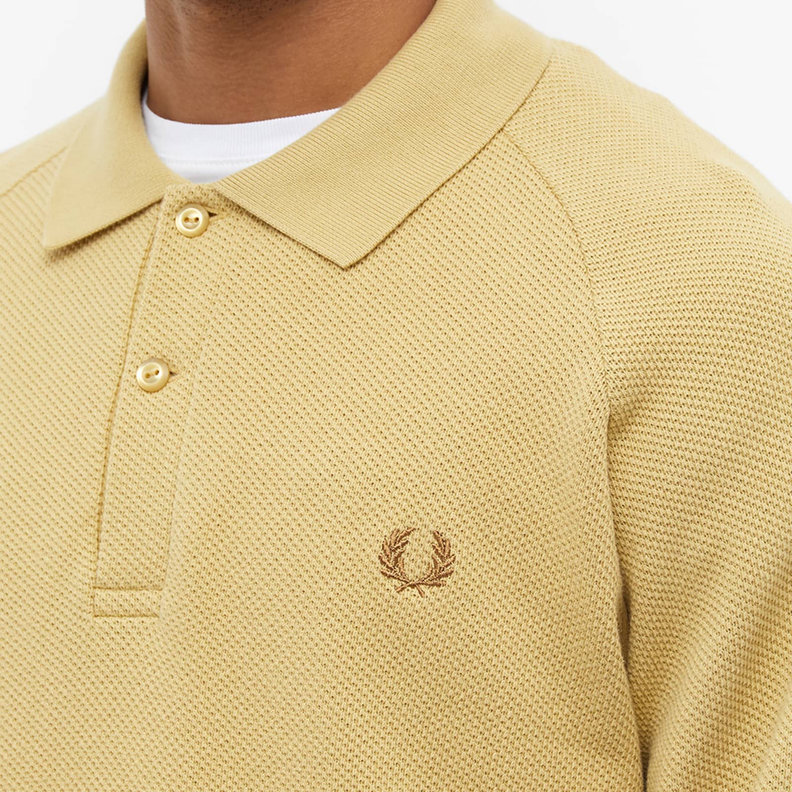 Fred Perry Long Sleeve Pique T-Shirt Soft Gold | END. (GB)