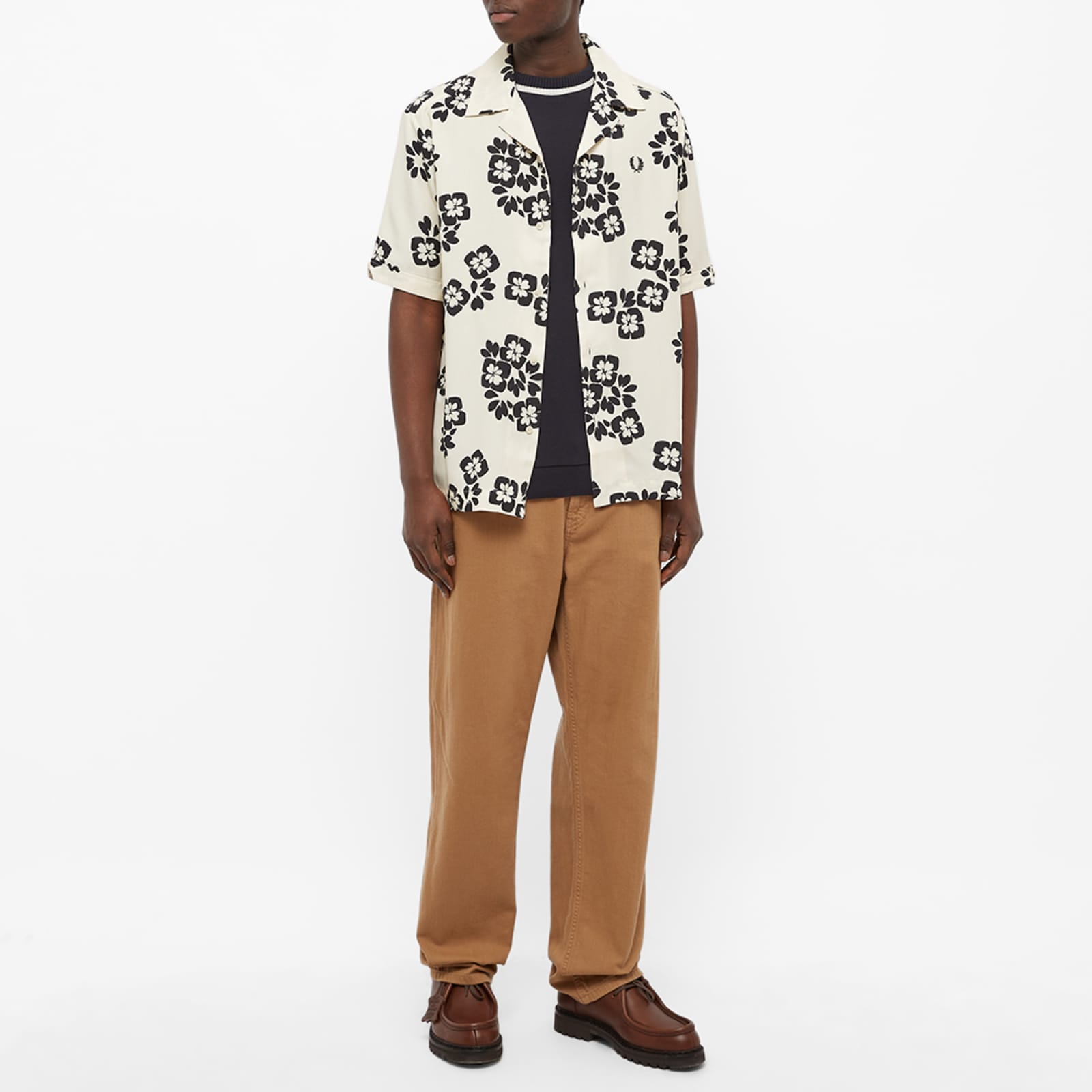 Fred Perry Floral Print Revere Shirt Ecru | END. (GB)