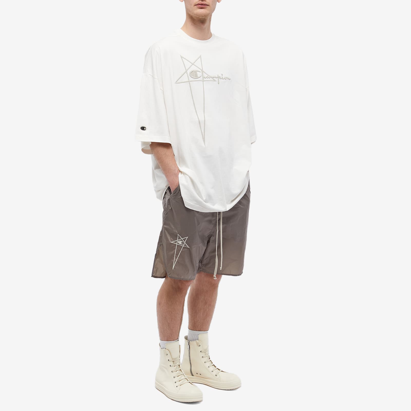 Rick Owens x Champion Beveled Pods Shorts Dust | END.