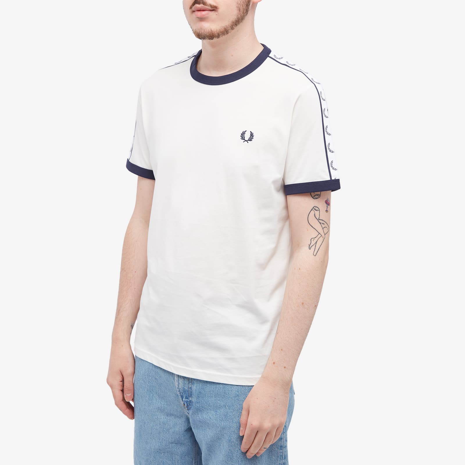 Fred Perry Taped Ringer T-Shirt Snow White | END. (GB)