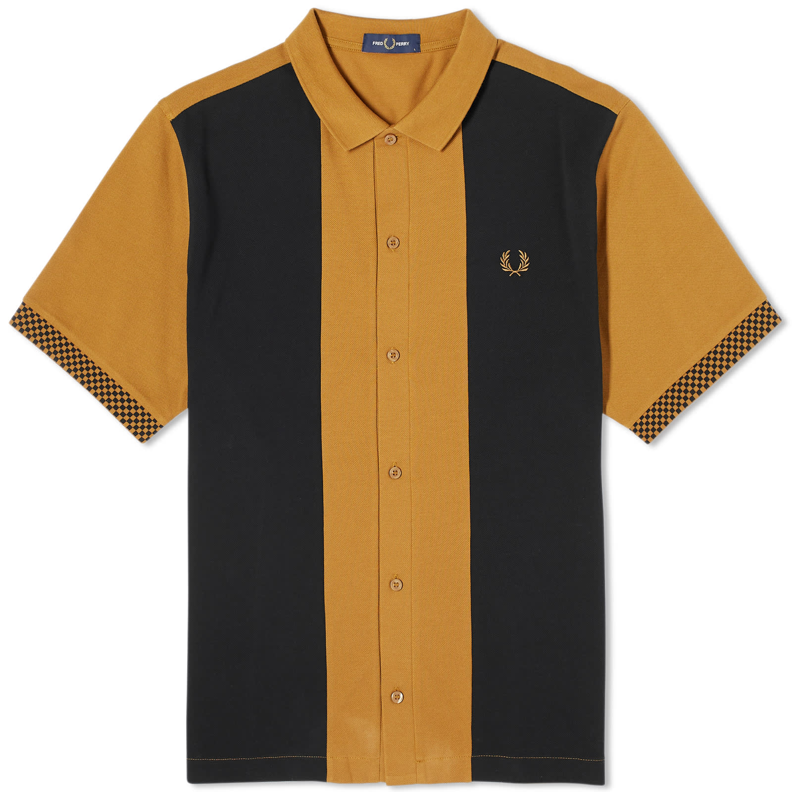 Fred Perry Block Stripe Button Through Polo Dark Caramel | END. (GB)