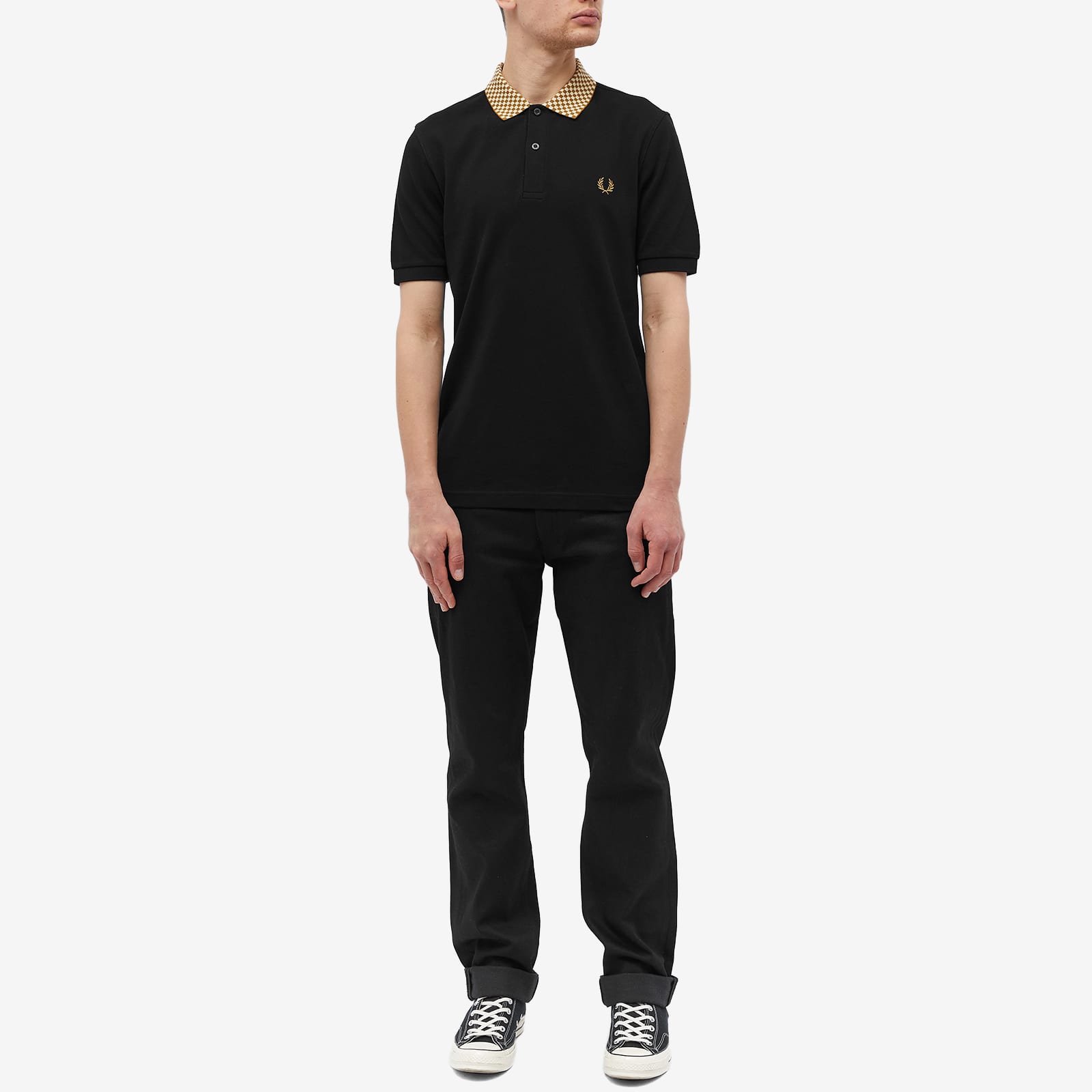 Fred Perry Micro Check Collar Polo Black | END. (KR)