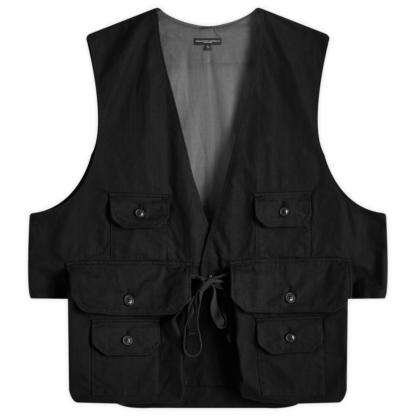 Engineered Garments Fowl Vest Black Cotton Herringbone | END. (US)