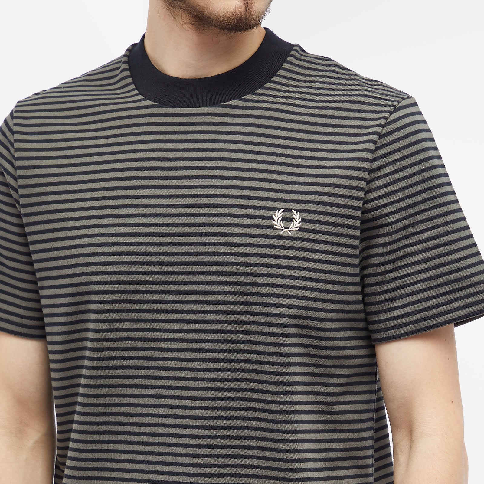 Fred Perry Fine Stripe Heavyweight T-Shirt Black & Field Green | END. (HK)